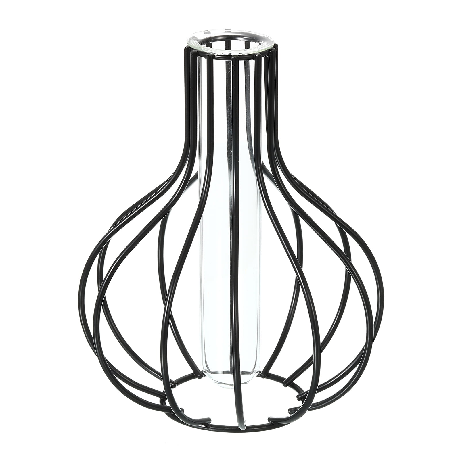 Uxcell Metal Rack Stand Clear Glass Flower Vase Plant Container Gourd ...