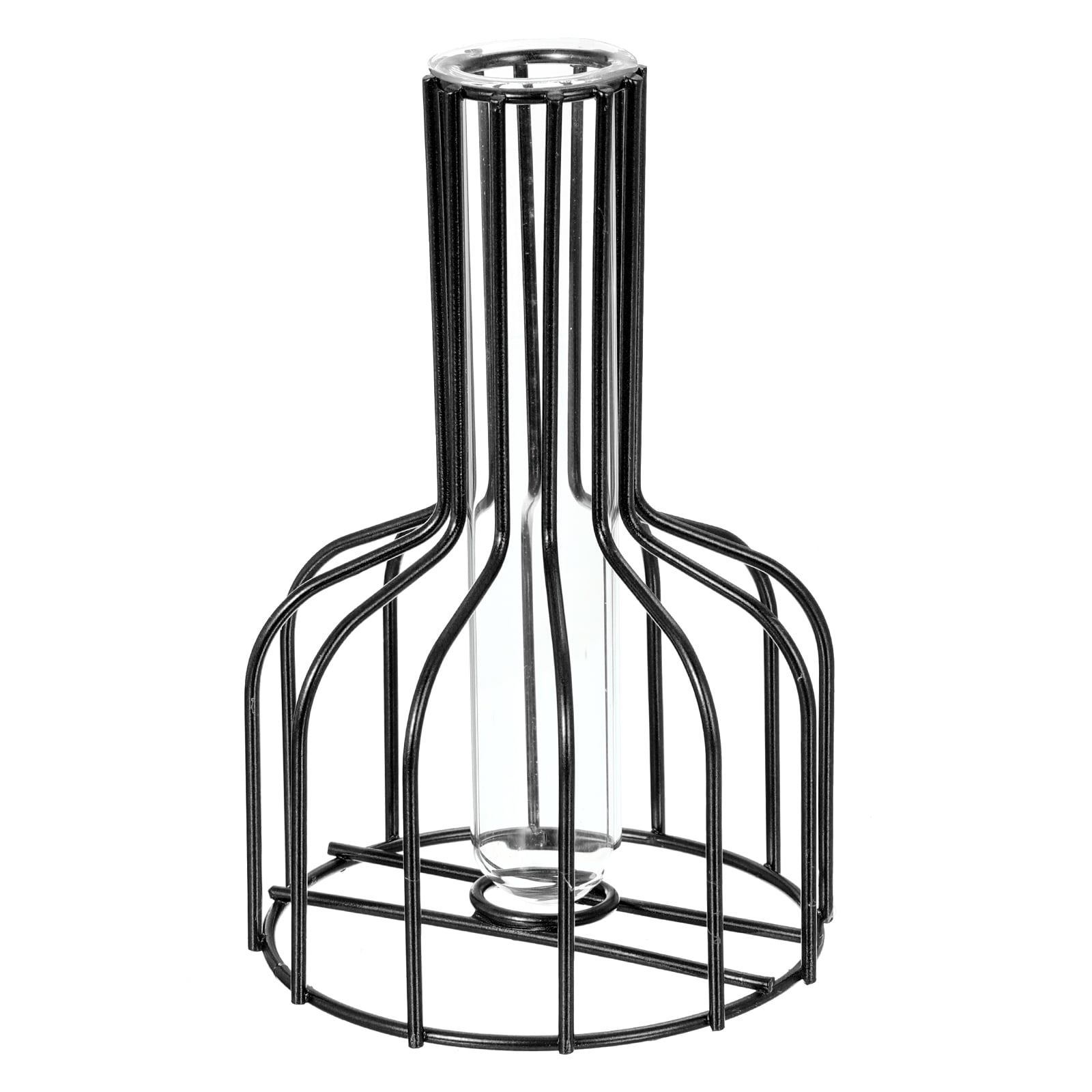 Uxcell Metal Rack Stand Clear Glass Flower Vase Plant Container Wine ...
