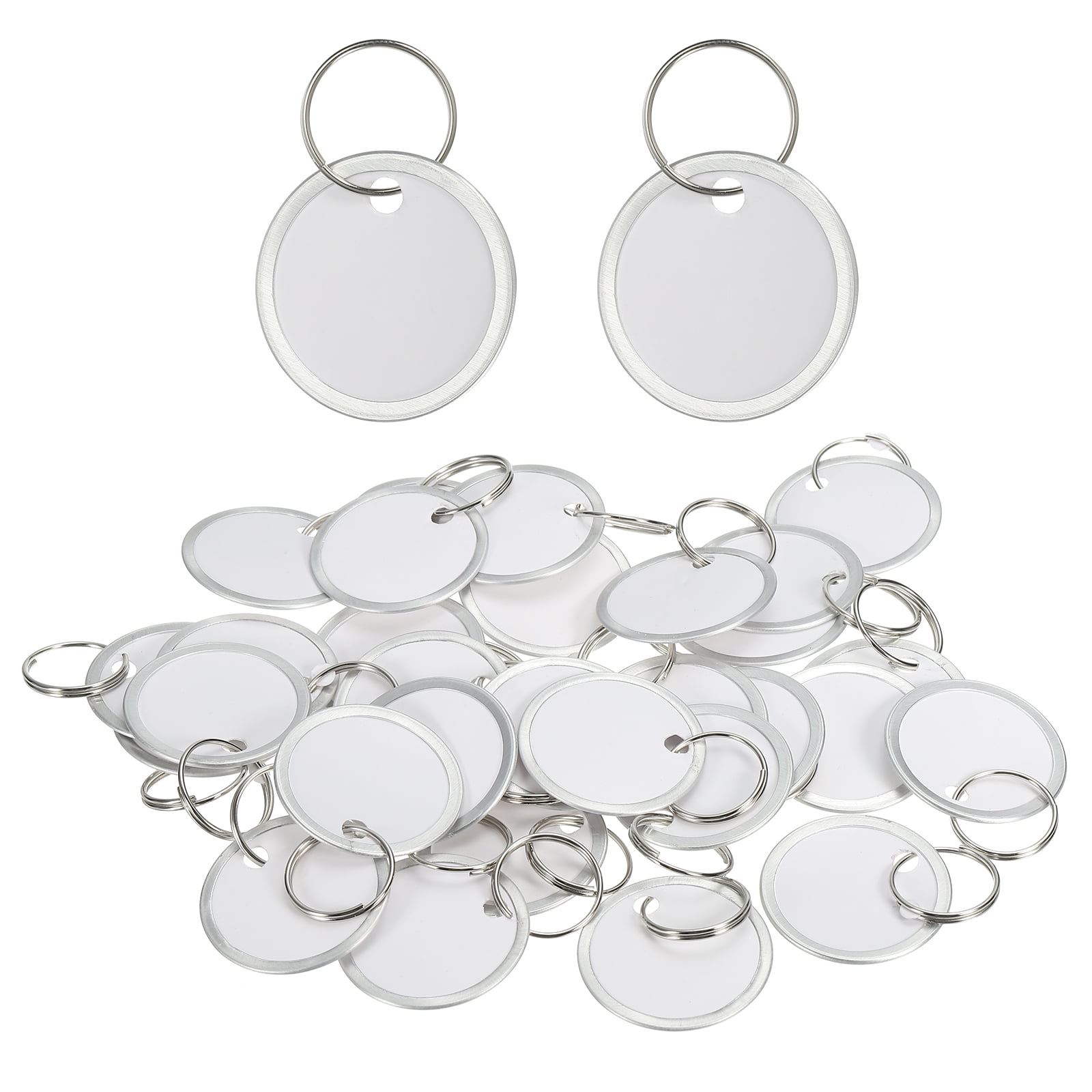 Uxcell Metal Rim Key Tags, Blank Round Writable Paper Tags Identifiers ...