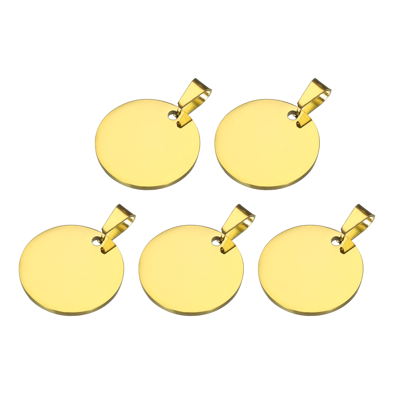 Uxcell Metal Round Tags Stamping,Gold Blank Dog Tags 0.98 Inch Circle ...