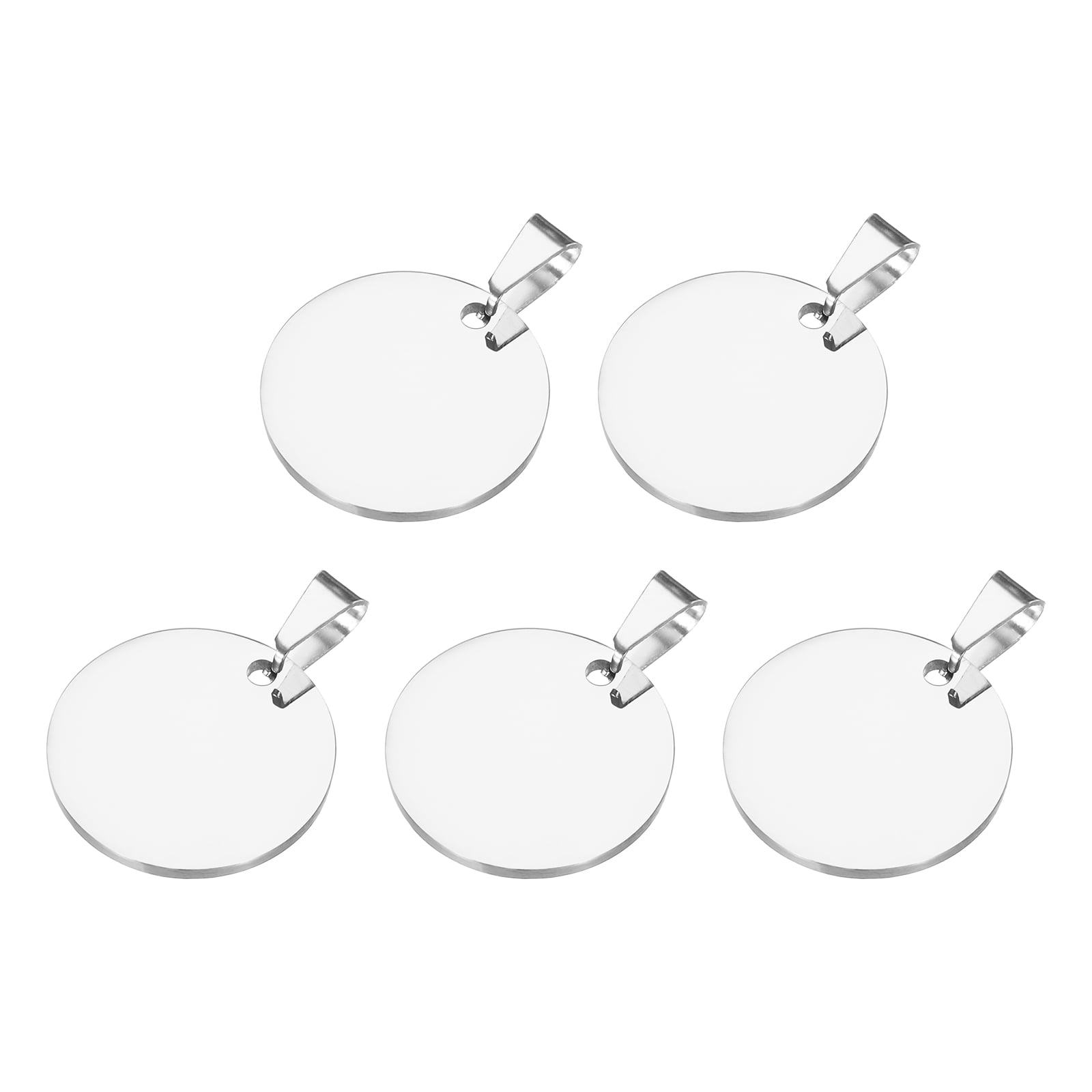 Uxcell Metal Round Tags Stamping,Silver Blank Dog Tags 0.98 Inch Circle ...