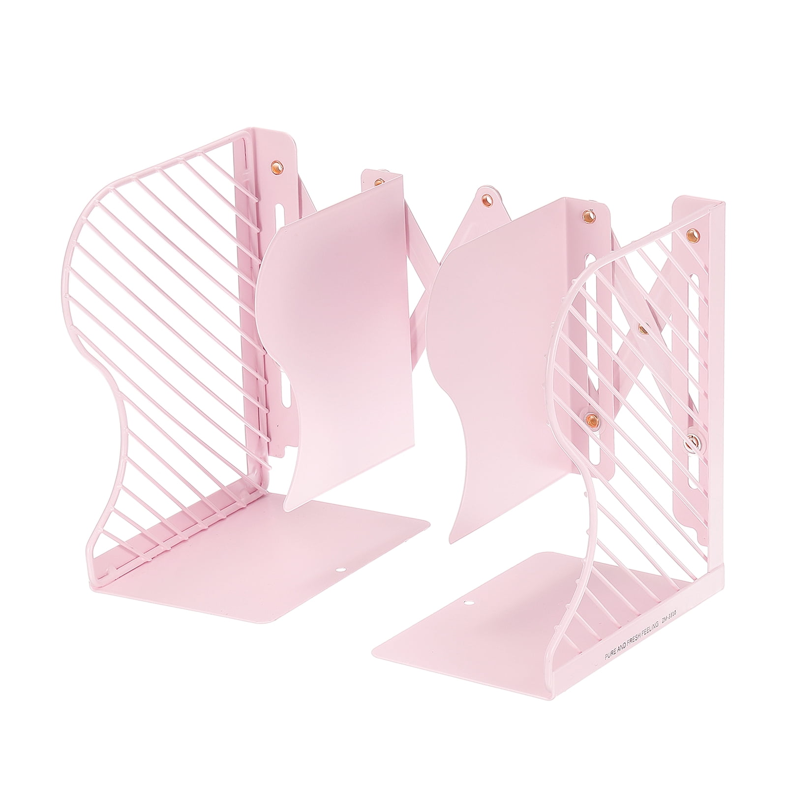 Uxcell Metal Slash Stripe Retractable Bookend, 5.91x4.33x7.87'', Pink ...