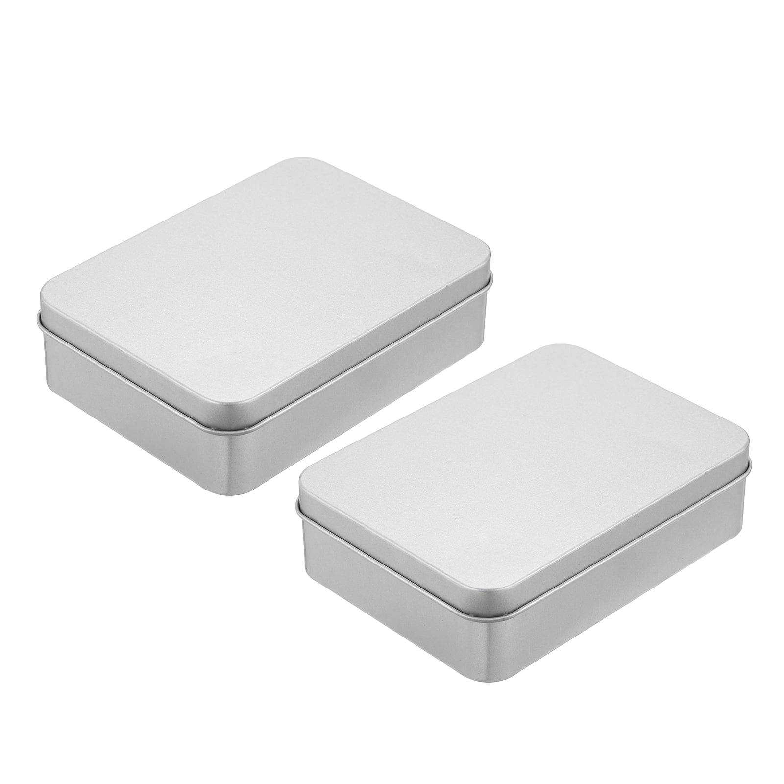 Uxcell Metal Tin Box Containers, 2Pcs 4.9x3.5x1.4 Inch Silver ...