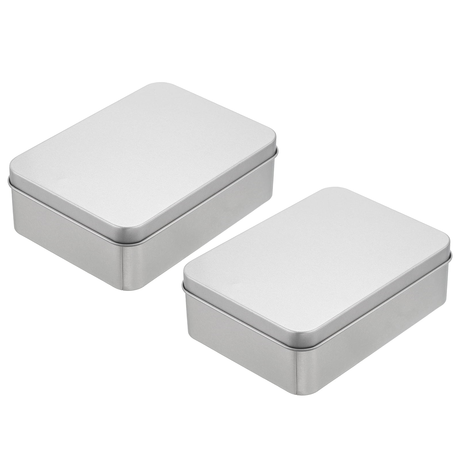 Uxcell Metal Tin Box Containers, 2Pcs 4.9x3.5x1.6 Inch Silver ...