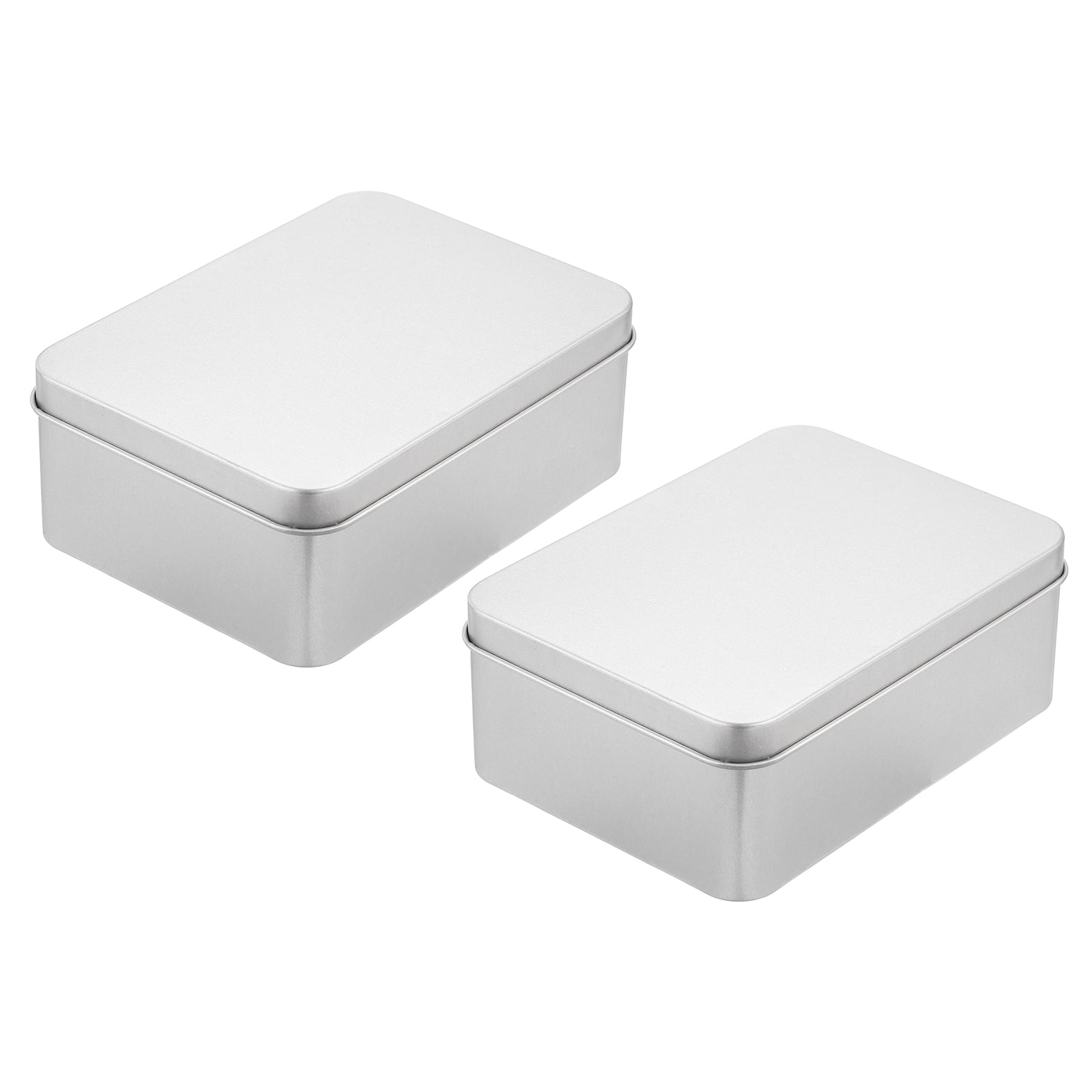 Uxcell Metal Tin Box Containers, 2Pcs 4.9x3.5x1.9 Inch Silver ...