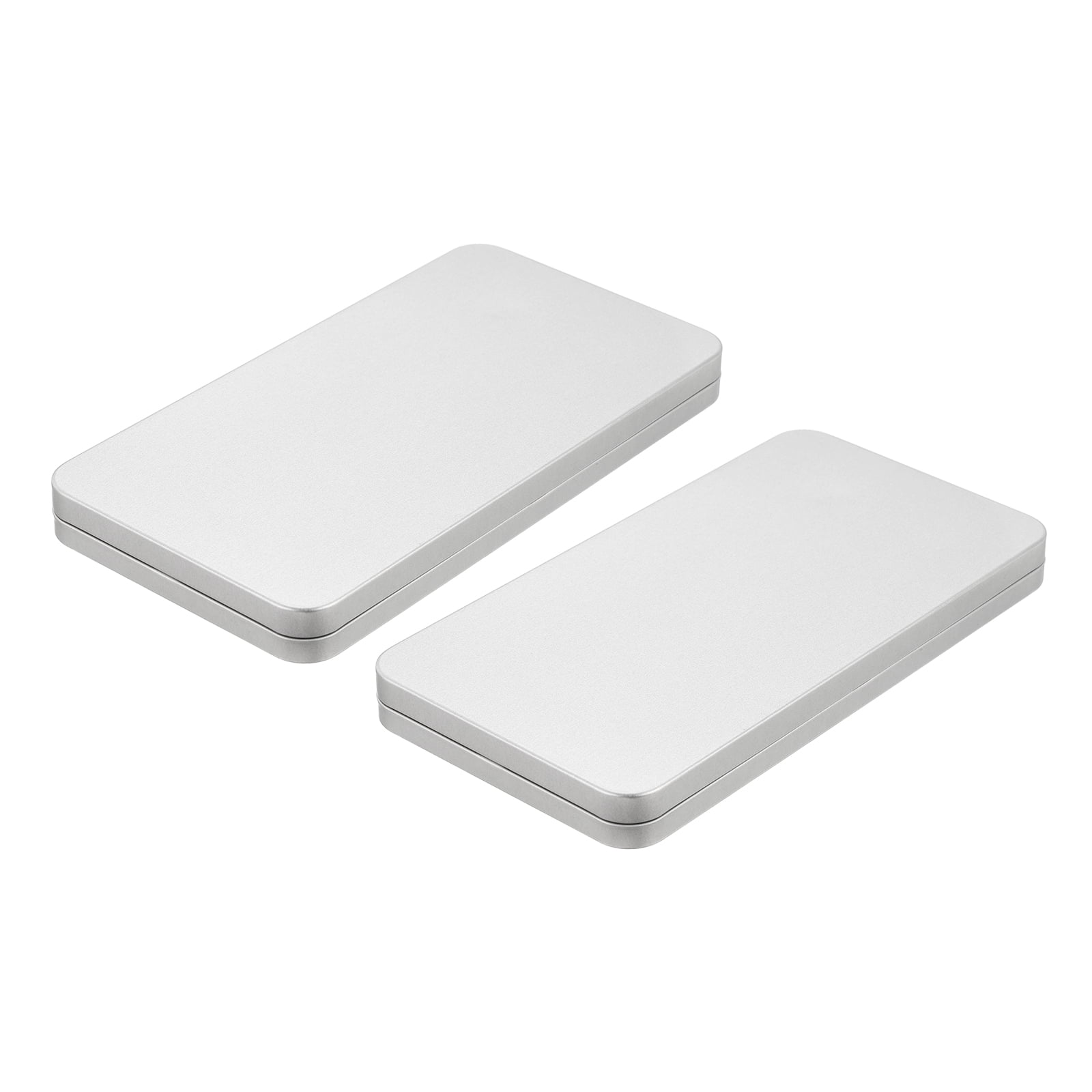Uxcell Metal Tin Box Containers, 2Pcs 6.7x3.5x0.6 Inch Silver ...
