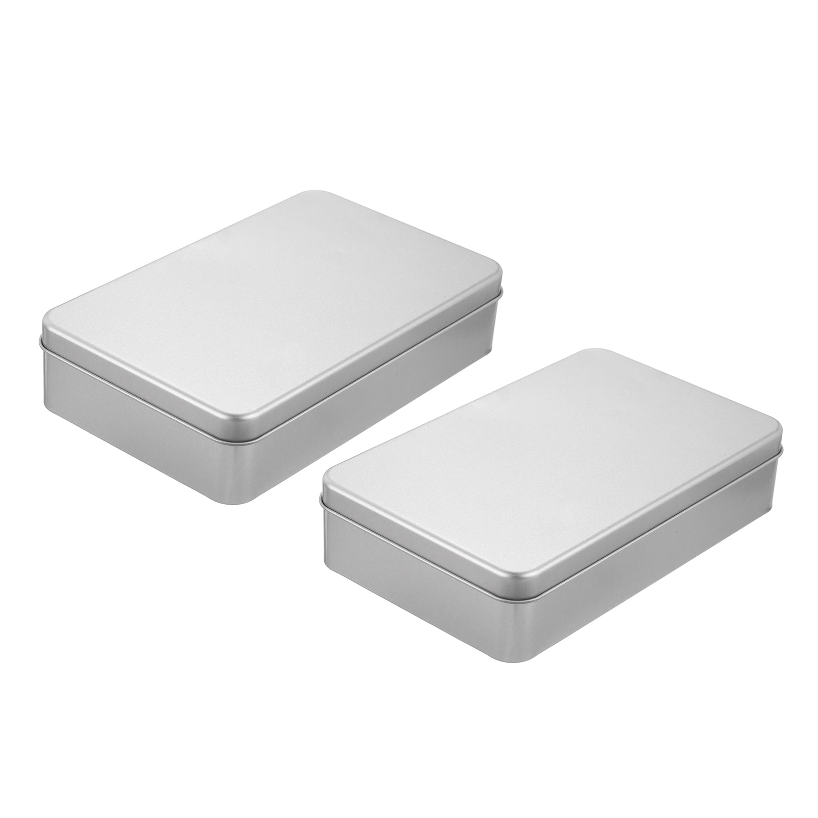 Uxcell Metal Tin Box Containers, 2Pcs7.1x4.3x1.6BlackSilver Rectangular ...