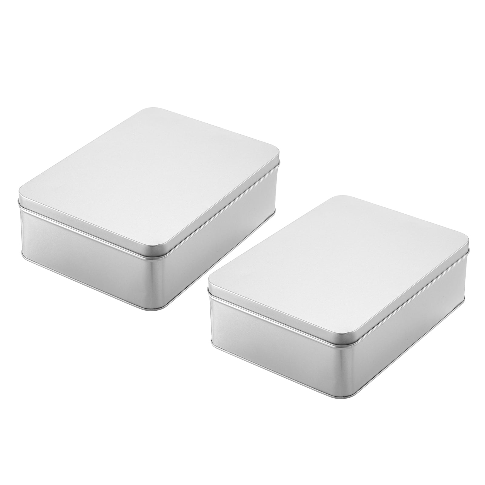 Uxcell Metal Tin Box Containers, 2Pcs8.7x6.3x2.6BlackSilver Rectangular ...