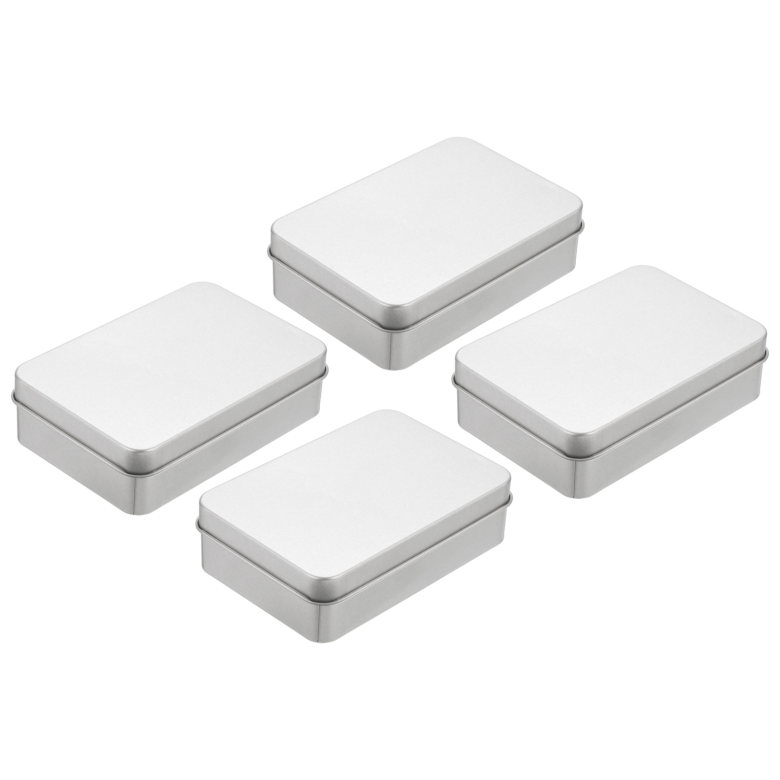 Uxcell Metal Tin Box Containers, 4Pcs 4.2x2.8x1.2 Inch Silver ...