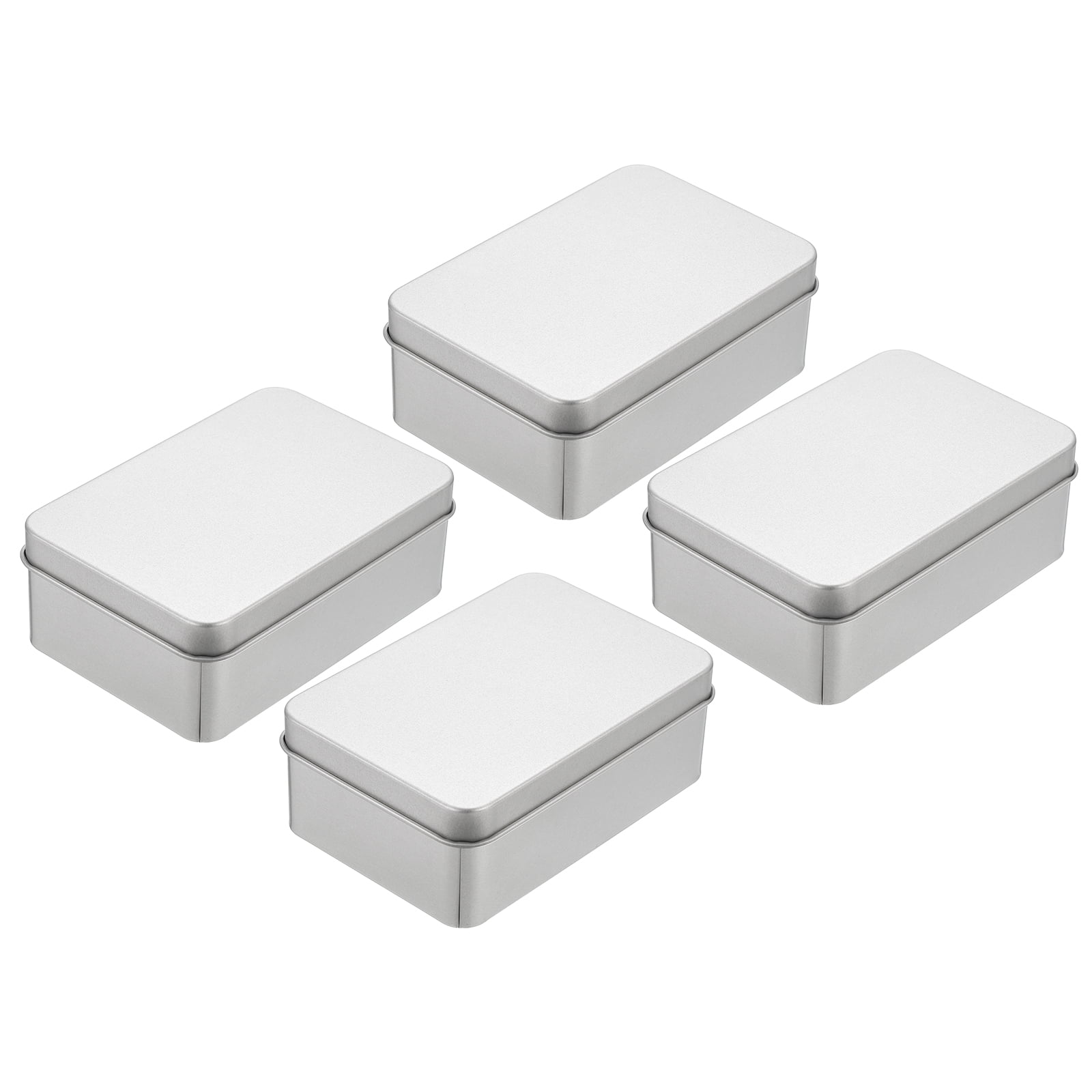 Uxcell Metal Tin Box Containers, 4Pcs 4.2x2.8x1.6 Inch Silver ...