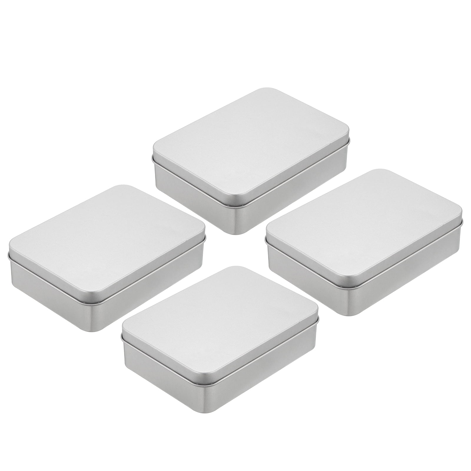 Uxcell Metal Tin Box Containers, 4Pcs 4.9x3.5x1.4 Inch Silver ...