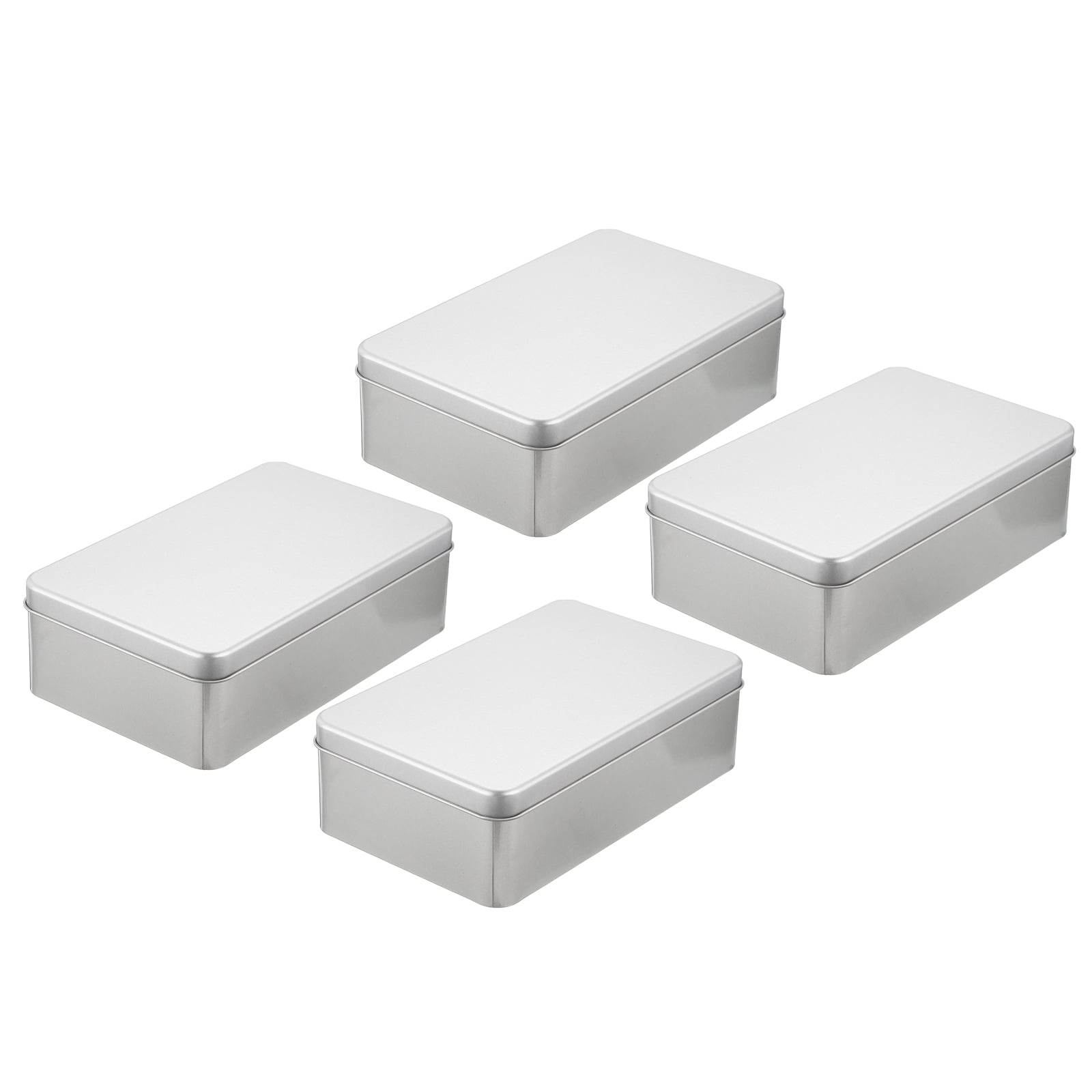 Uxcell Metal Tin Box Containers, 4Pcs7.1x4.3x2.2BlackSilver Rectangular ...
