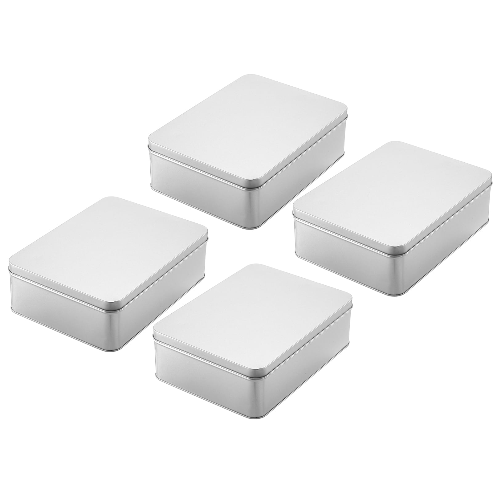 Uxcell Metal Tin Box Containers, 4Pcs8.7x6.3x2.6BlackSilver Rectangular ...