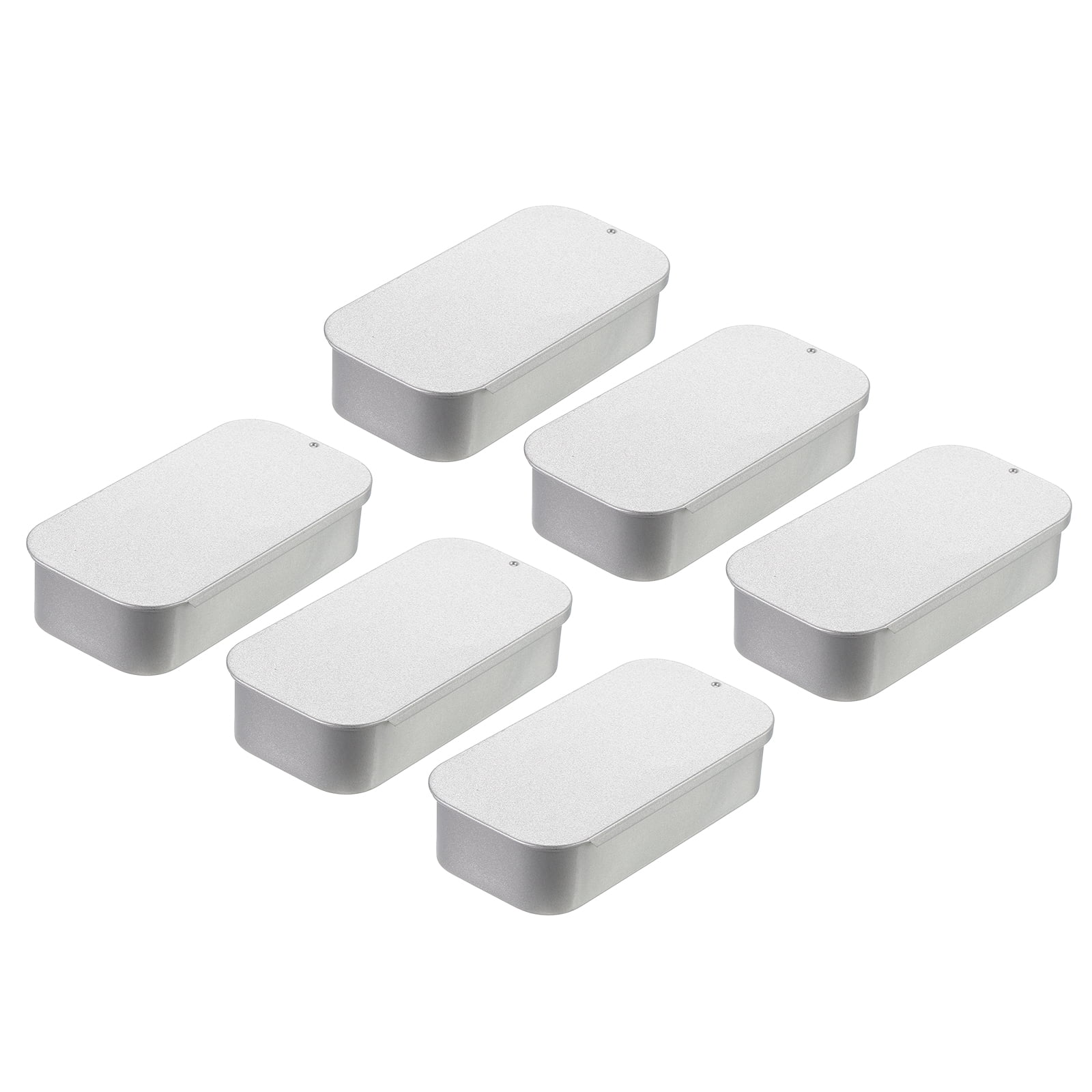 Uxcell Metal Tin Box Containers, 6Pcs 3.5x1.8x0.8 Inch Silver Portable ...