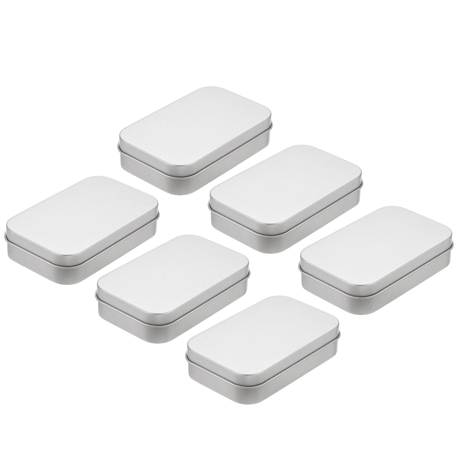 Uxcell Metal Tin Box Containers, 6Pcs 3.7x2.4x0.9 Inch Silver ...