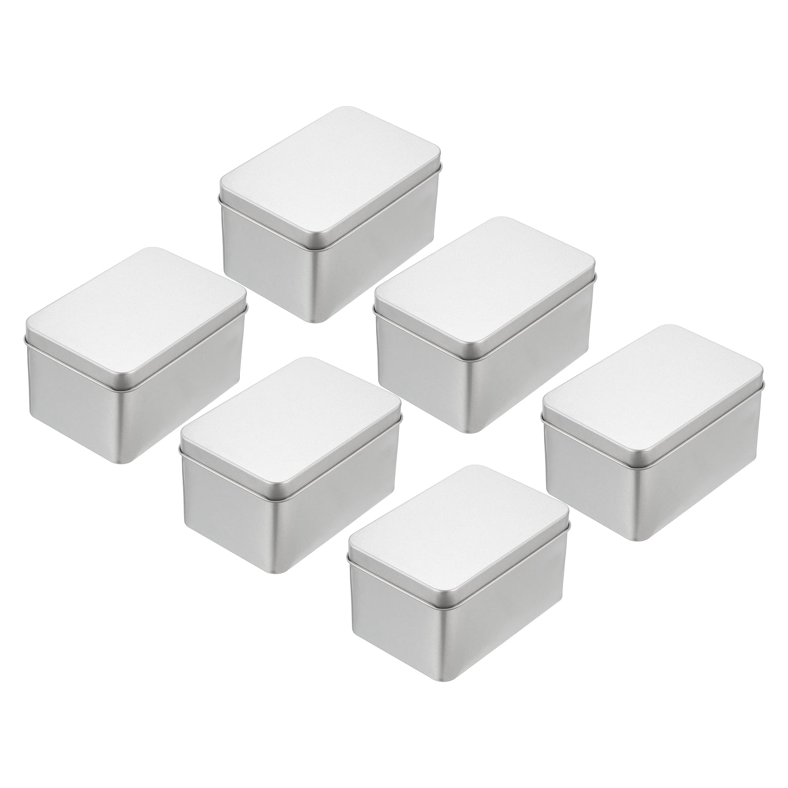 Uxcell Metal Tin Box Containers, 6Pcs 4.2x2.8x2.4 Inch Silver ...