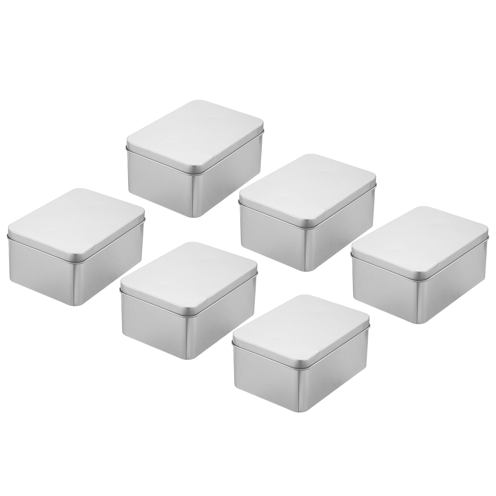 Uxcell Metal Tin Box Containers, 6Pcs 4.9x3.5x2.4 Inch Silver ...
