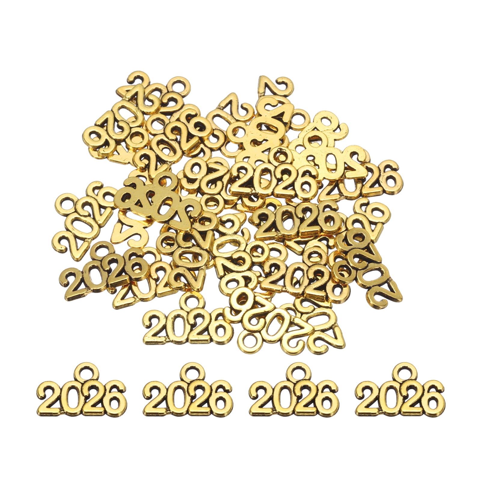 Uxcell Metal Year Number Charm, Old Gold 2026 Year Charm for DIY ...