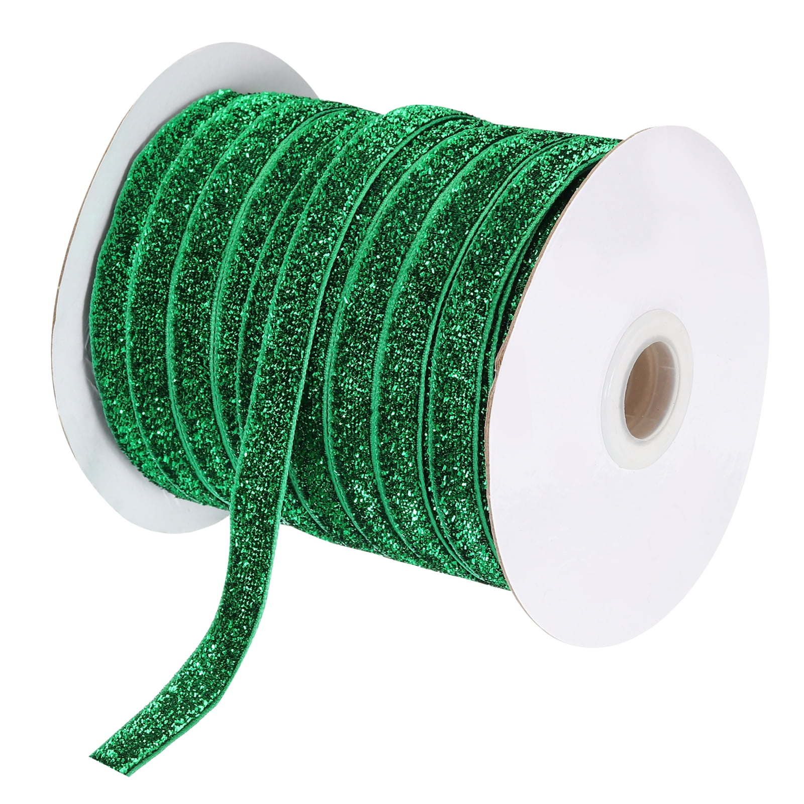 Uxcell Metallic Glitter Velvet Ribbon 3/8 Inch x 50 Yard Single Face ...
