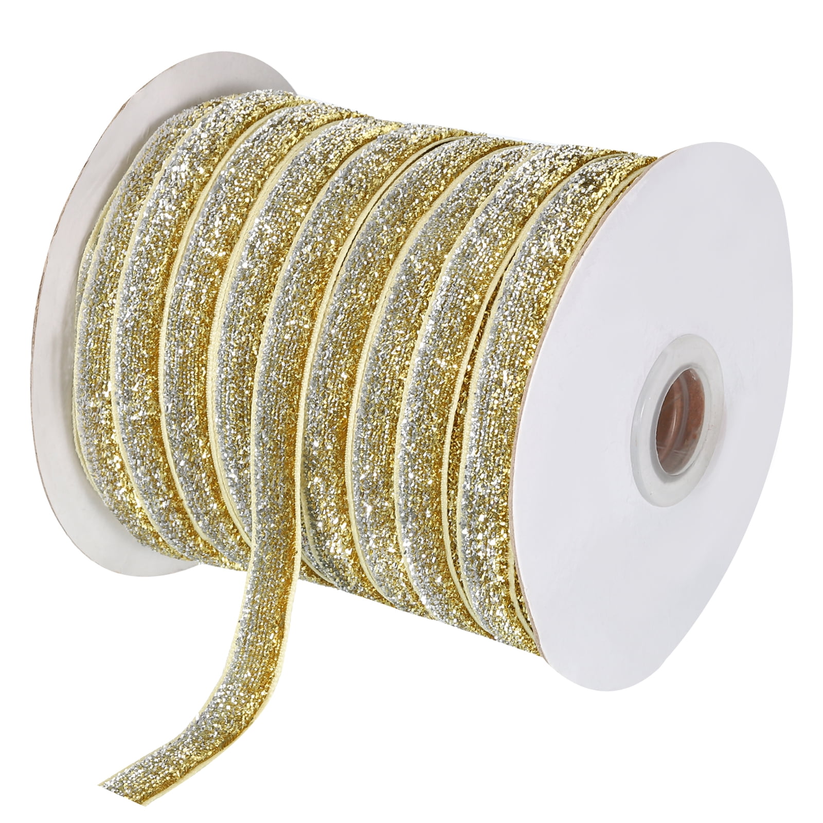 Uxcell Metallic Glitter Velvet Ribbon 3/8 Inch x 50 Yard Single Face ...