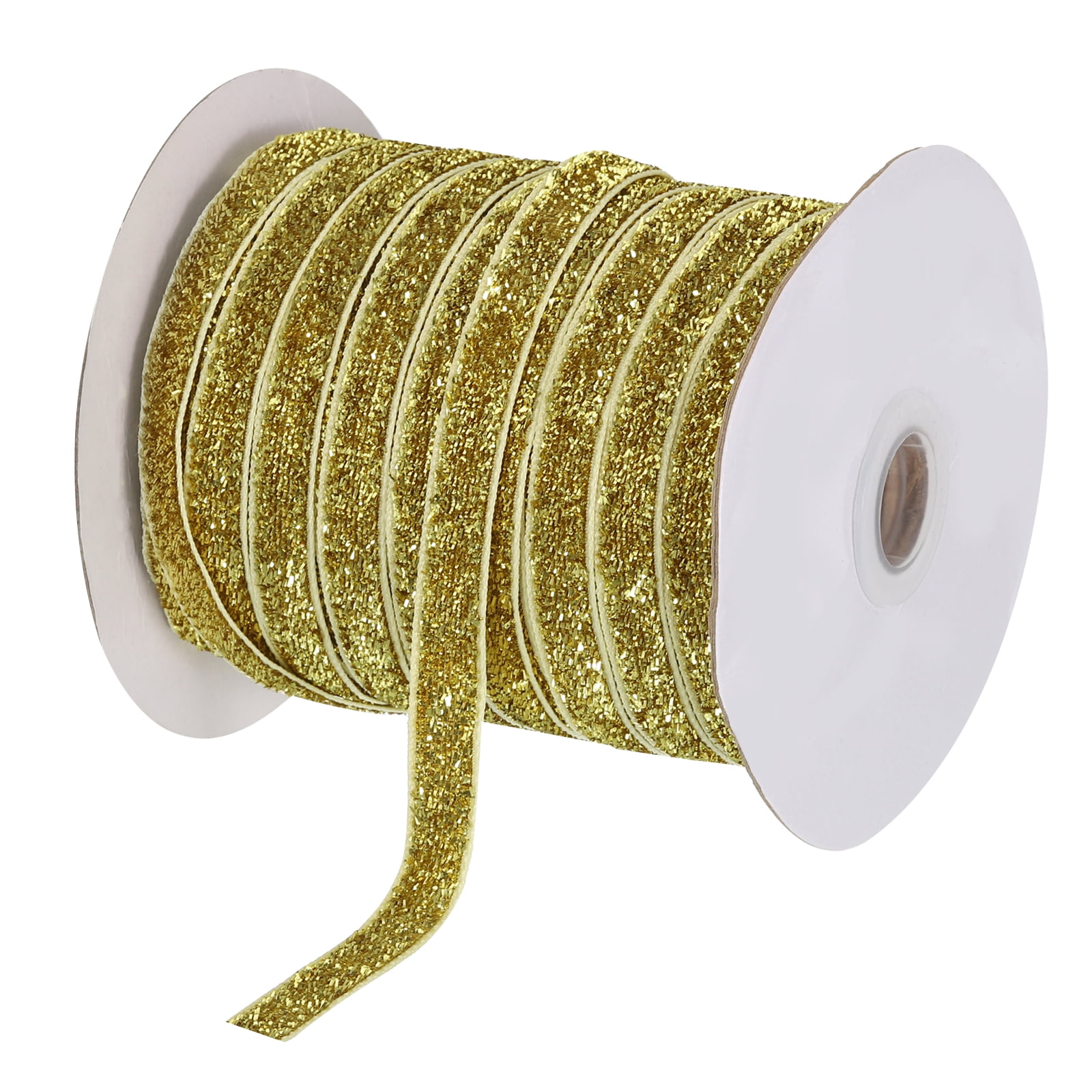 Uxcell Metallic Glitter Velvet Ribbon 3/8 Inch x 50 Yard Single Face ...