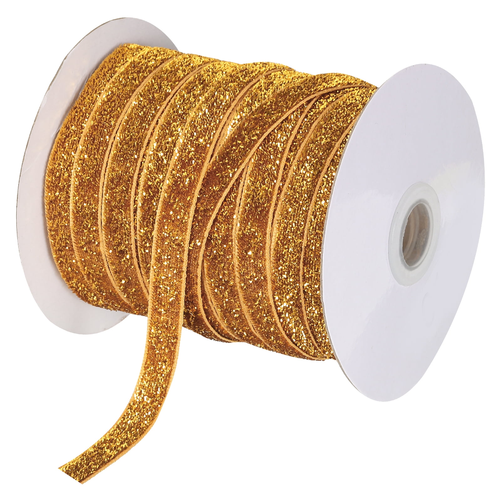 Uxcell Metallic Glitter Velvet Ribbon 3/8 Inch x 50 Yard Single Face ...