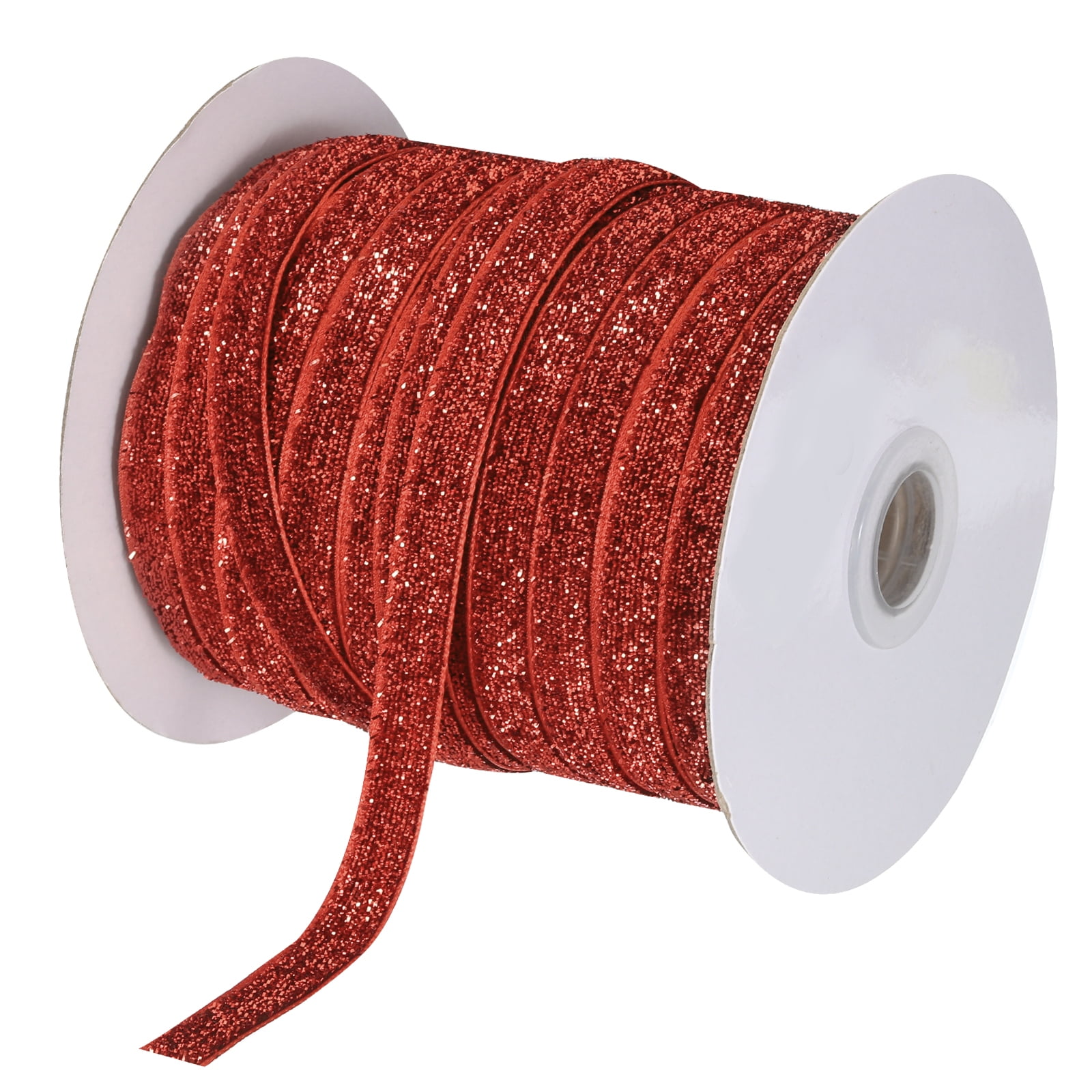 Uxcell Metallic Glitter Velvet Ribbon 3/8 Inch x 50 Yard Single Face ...