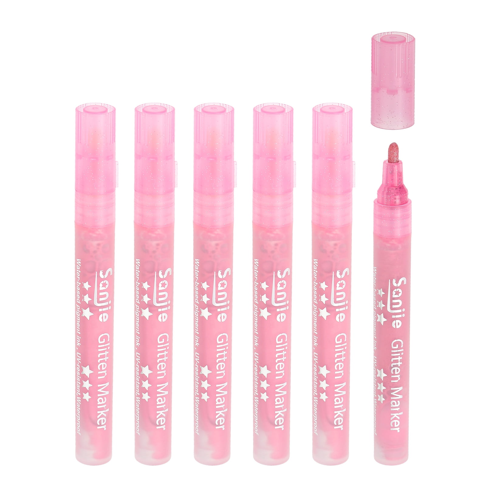 Uxcell Metallic Marker Pens, 6 Pack Paint Pens Shimmer Colored Markers ...