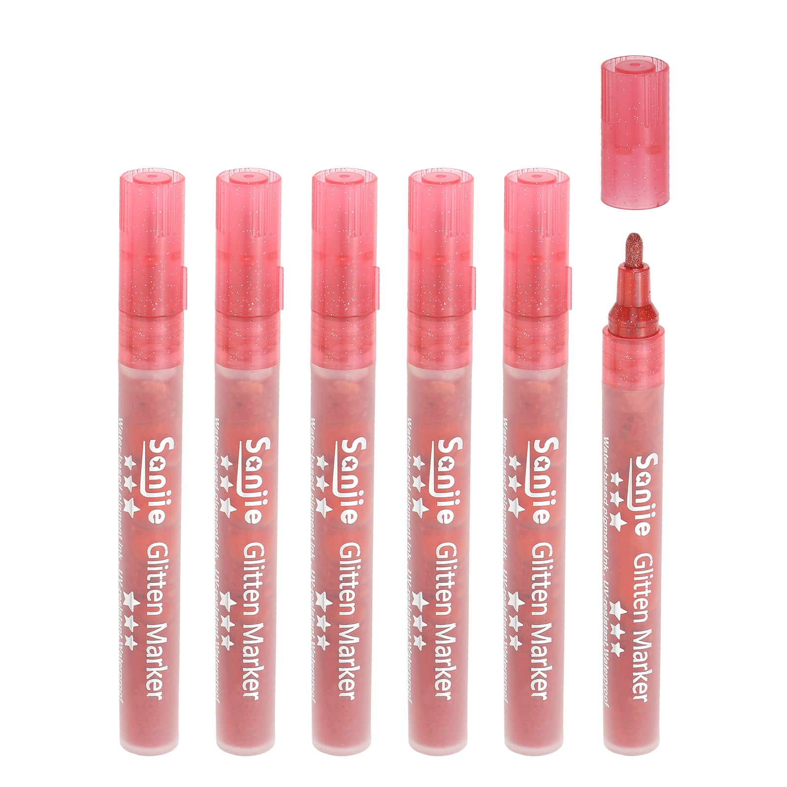 Uxcell Metallic Marker Pens, 6 Pack Paint Pens Shimmer Colored Markers ...