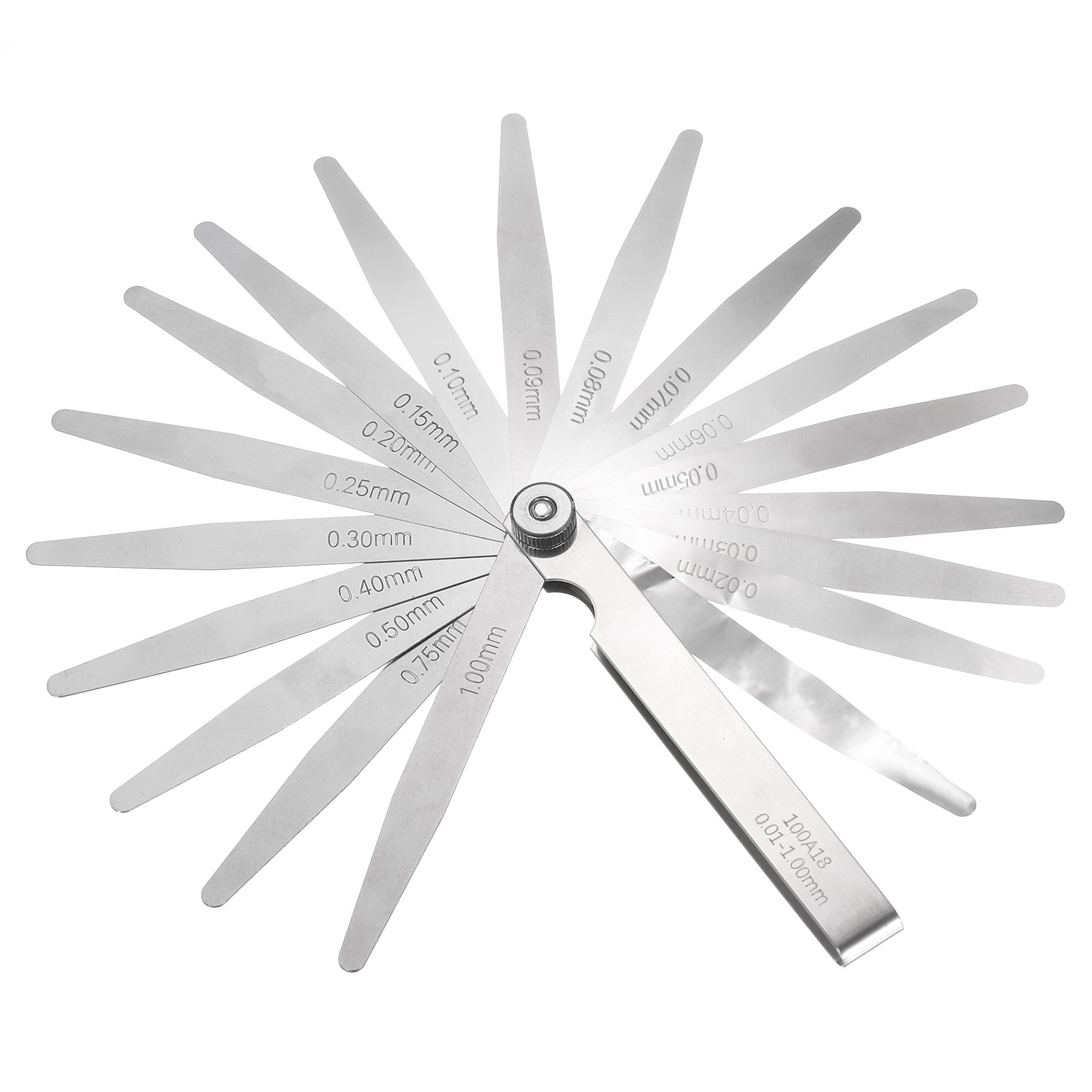 Uxcell Metric Thickness Feeler Gauge 0.01-1.0mm 18 Blades Tapered ...