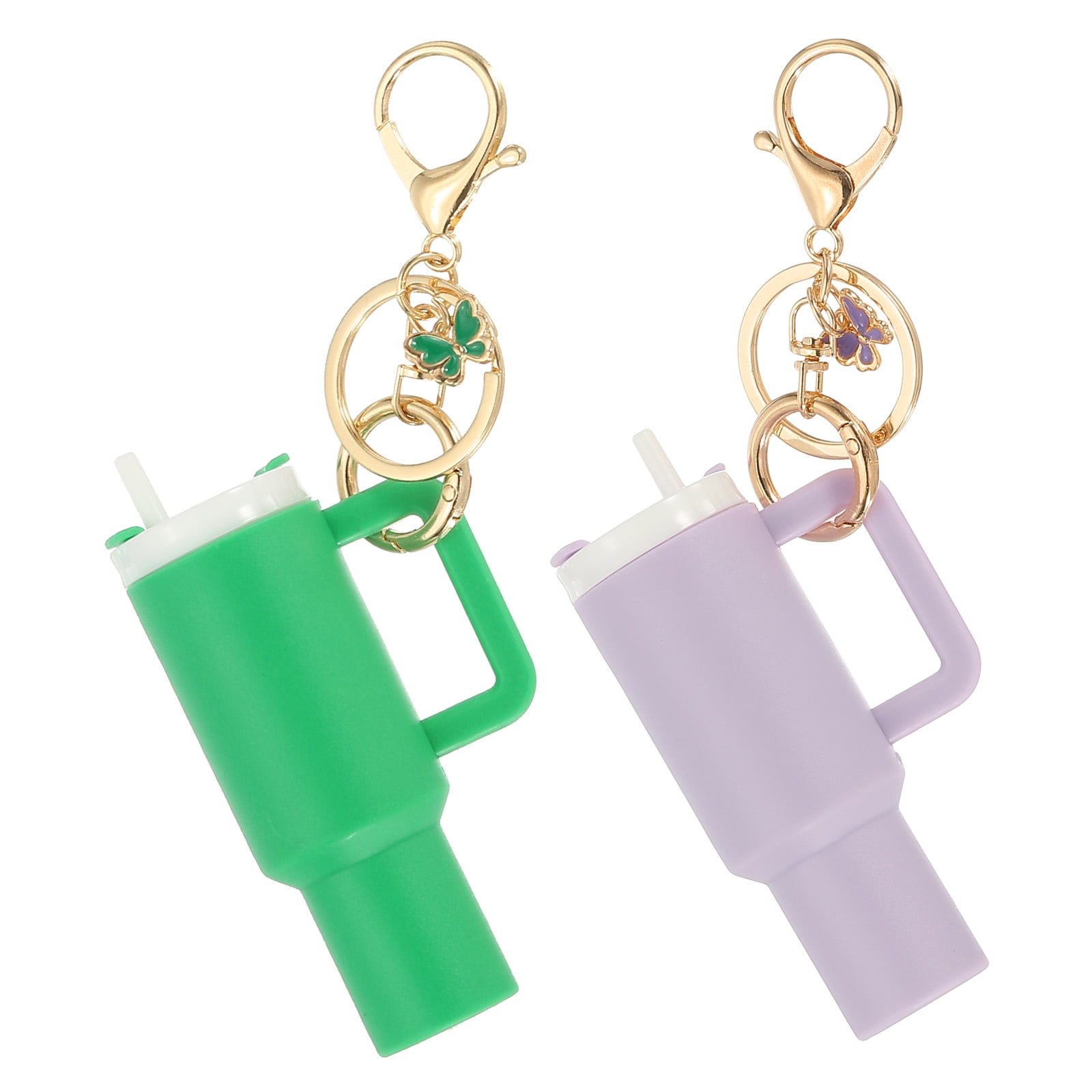 Uxcell Mini Cup Keychain, 2Pcs Mini Tumbler Keychain Lip Balm Holder ...