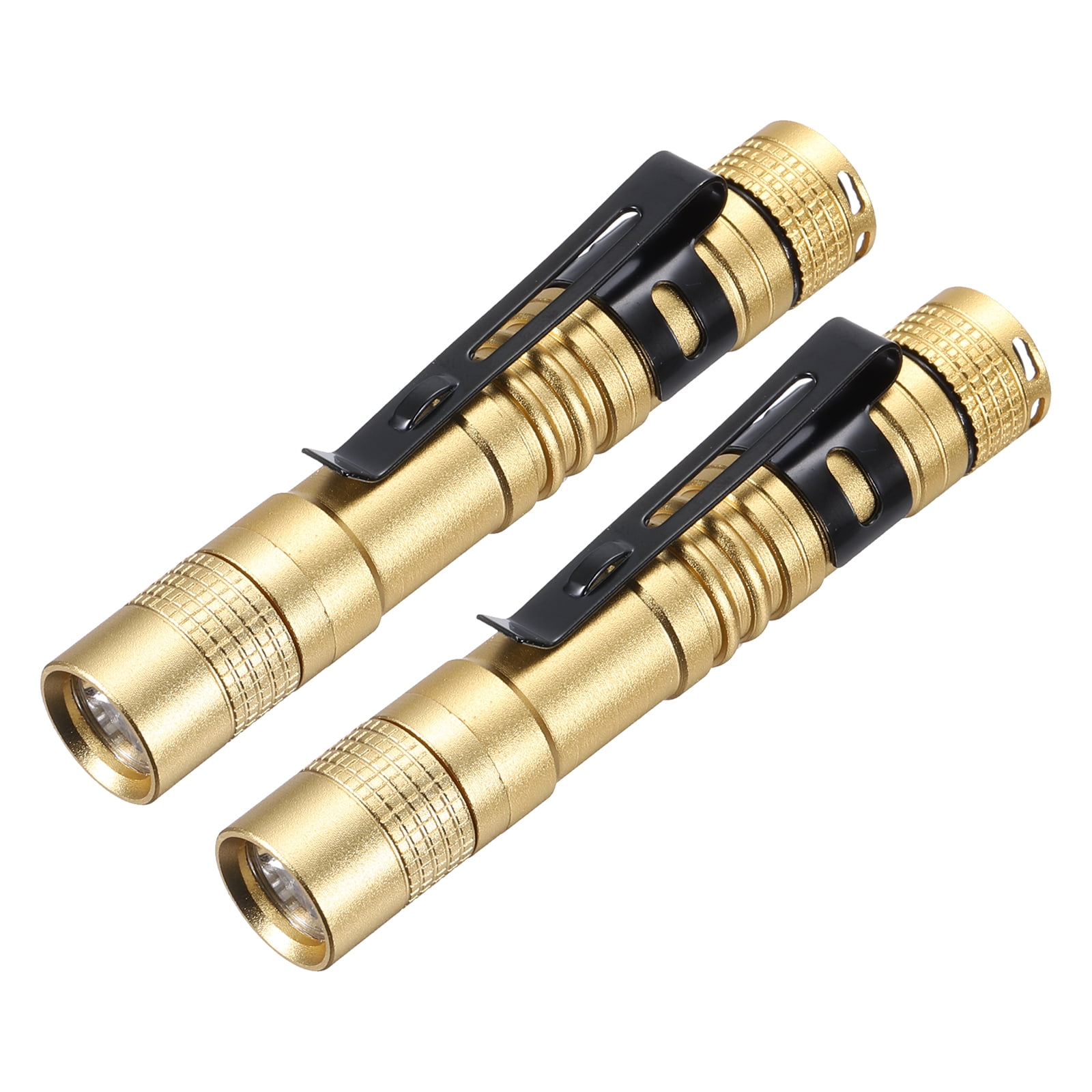 Uxcell Mini Flashlight with Clip, Small LED Pen Flashlights, Golden 2 ...