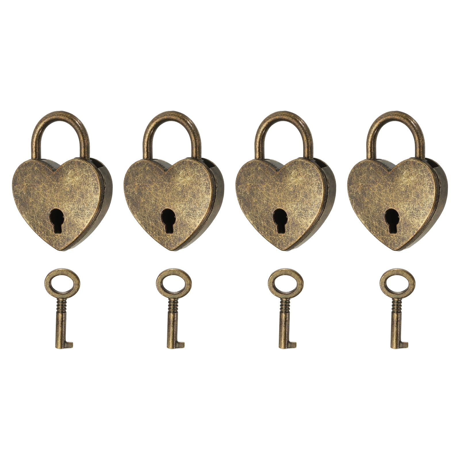 Uxcell Mini Heart Lock with Key, (1.2"x1.5", Bronze) (4 Pcs), Heart ...