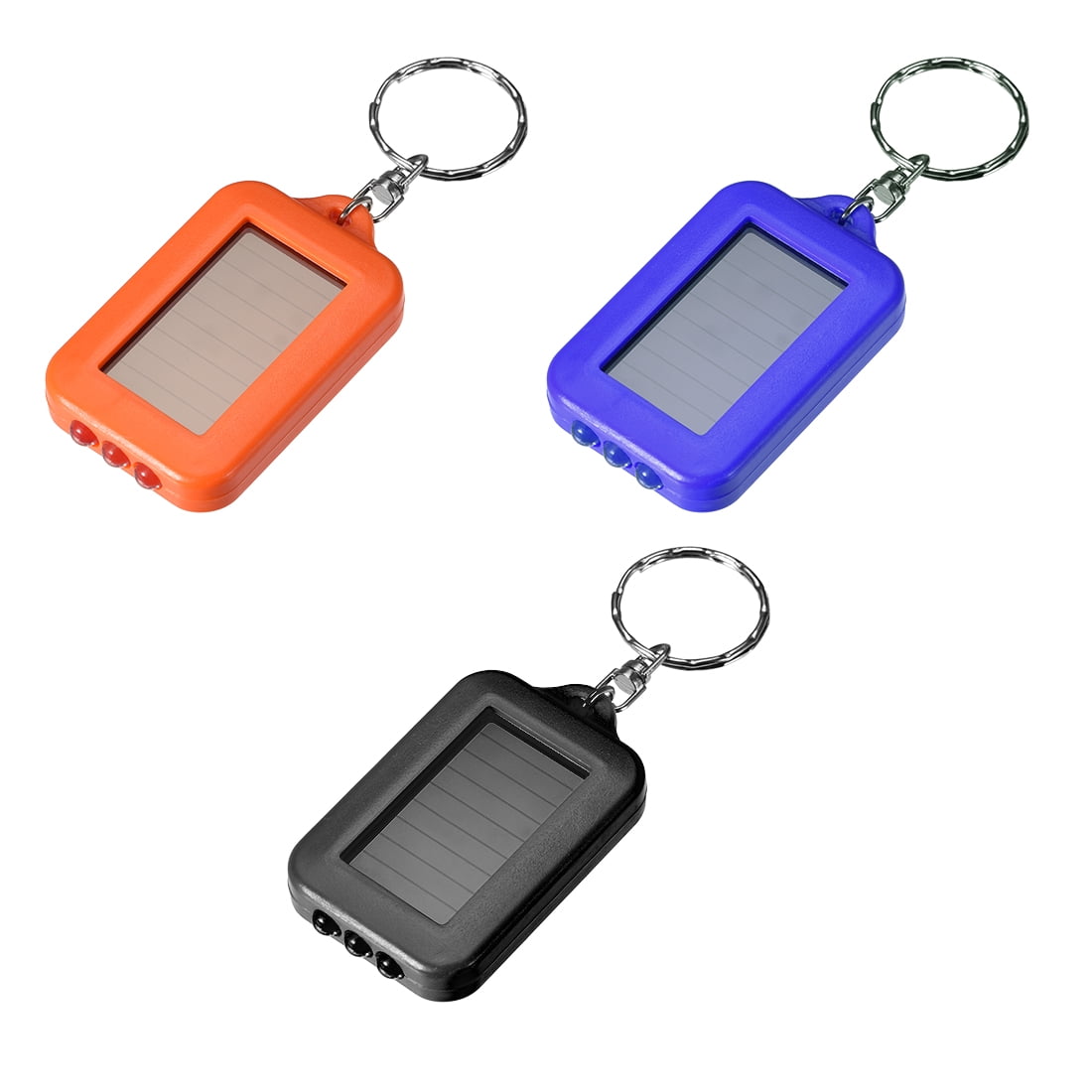 Uxcell Mini LED Keychain Flashlight Torch Solar Energy Power Blue Black ...