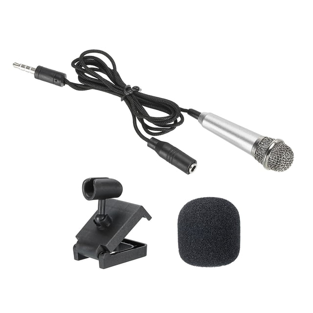 Uxcell Mini Microphone Portable Vocal Microphone Silver for Singing ...