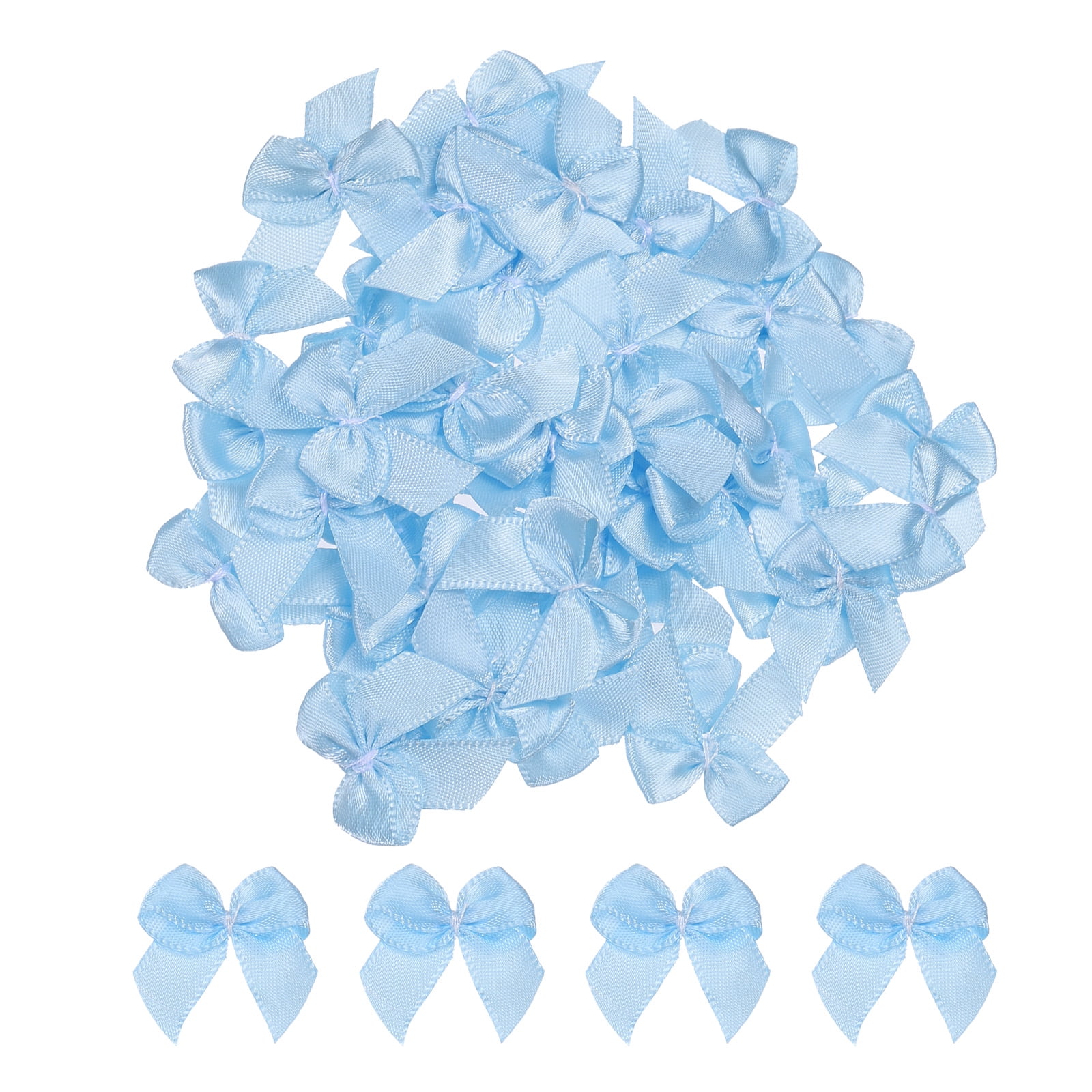 Uxcell 50Pcs Mini Ribbon Bow 1" Mini Fabric Satin Ribbon Flower Bows ...