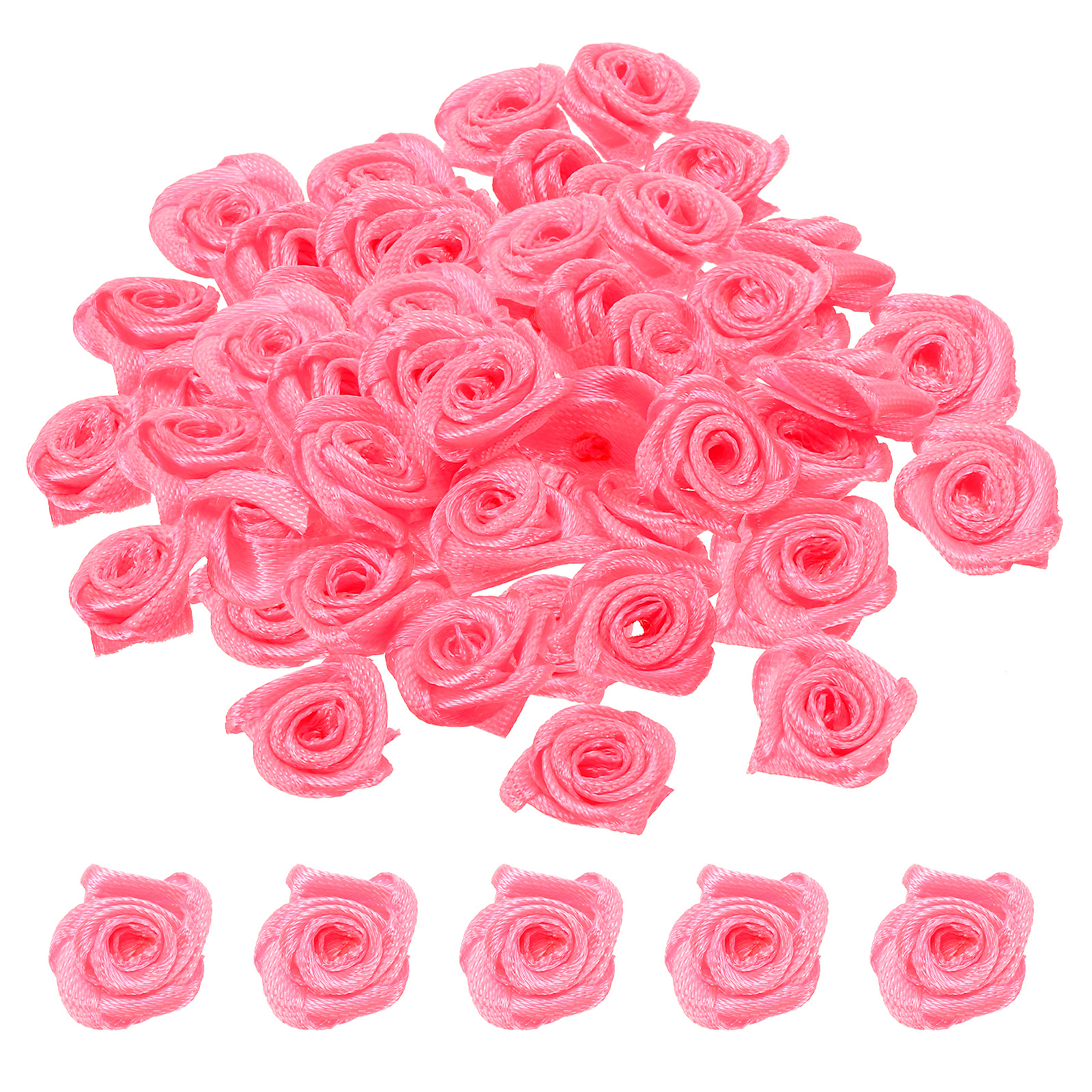 Uxcell Mini Satin Ribbon Roses Tiny Fabric Flowers Embellishments ...