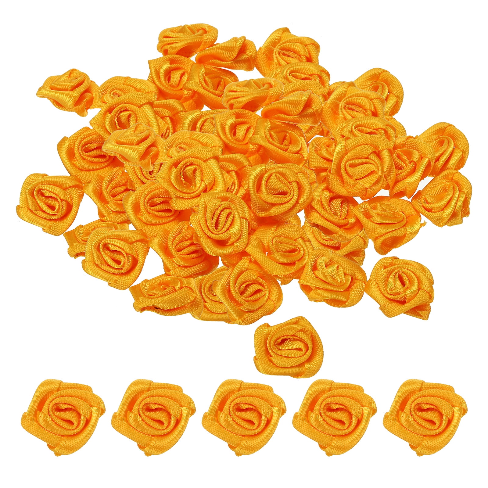 Uxcell Mini Satin Ribbon Roses Tiny Fabric Flowers Embellishments ...