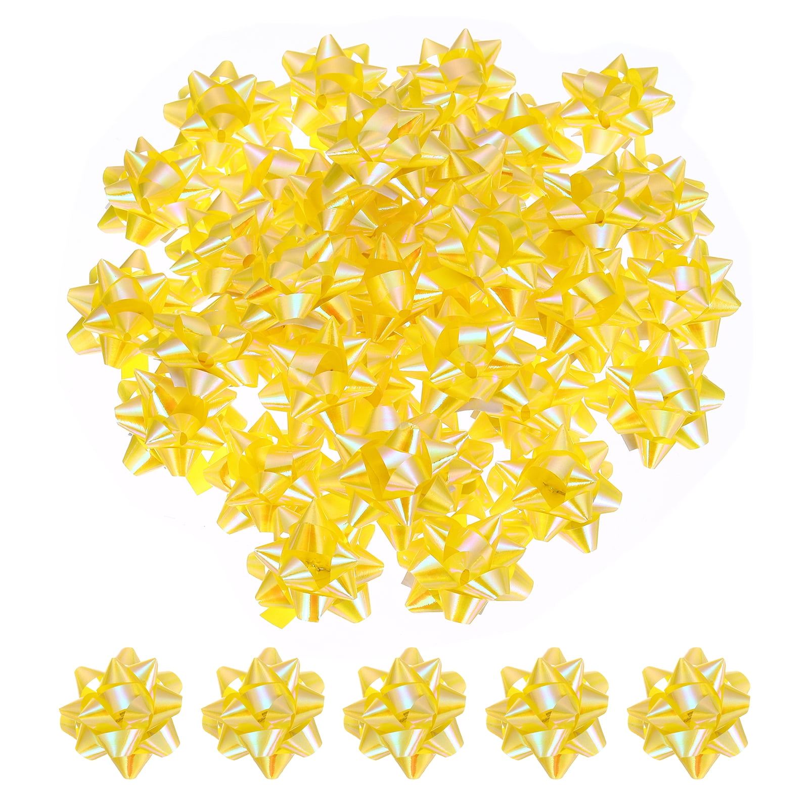 Uxcell 100Pcs Mini Star Gift Bows, Small Christmas Rainbow Film Gift ...