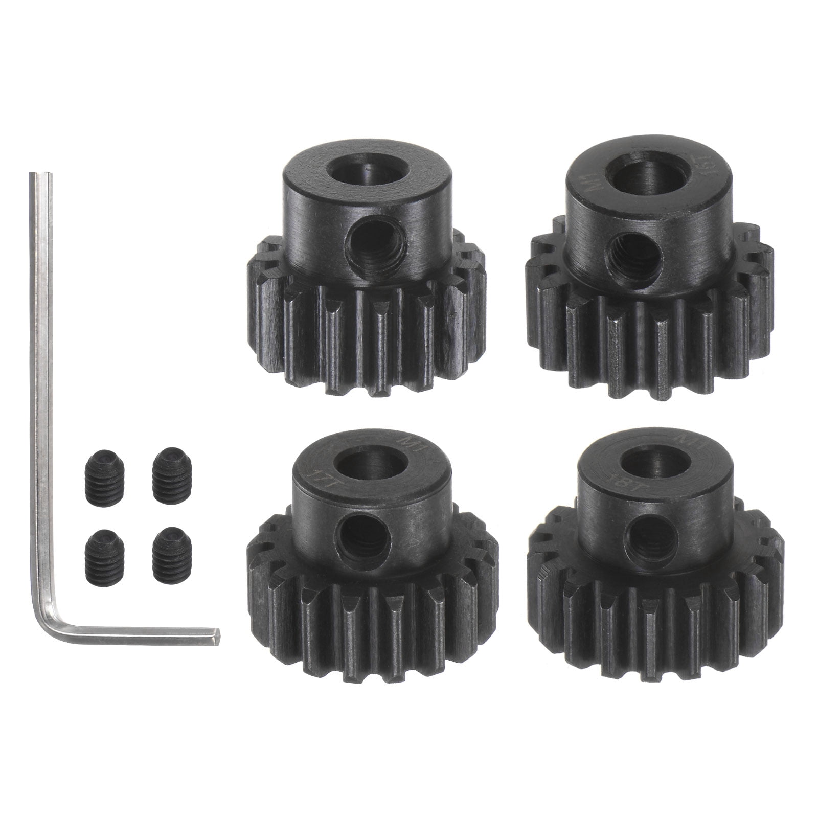 Uxcell Mod 1 M1 15T 16T 17T 18T Hardened Steel Pinion Motor Gear Set ...