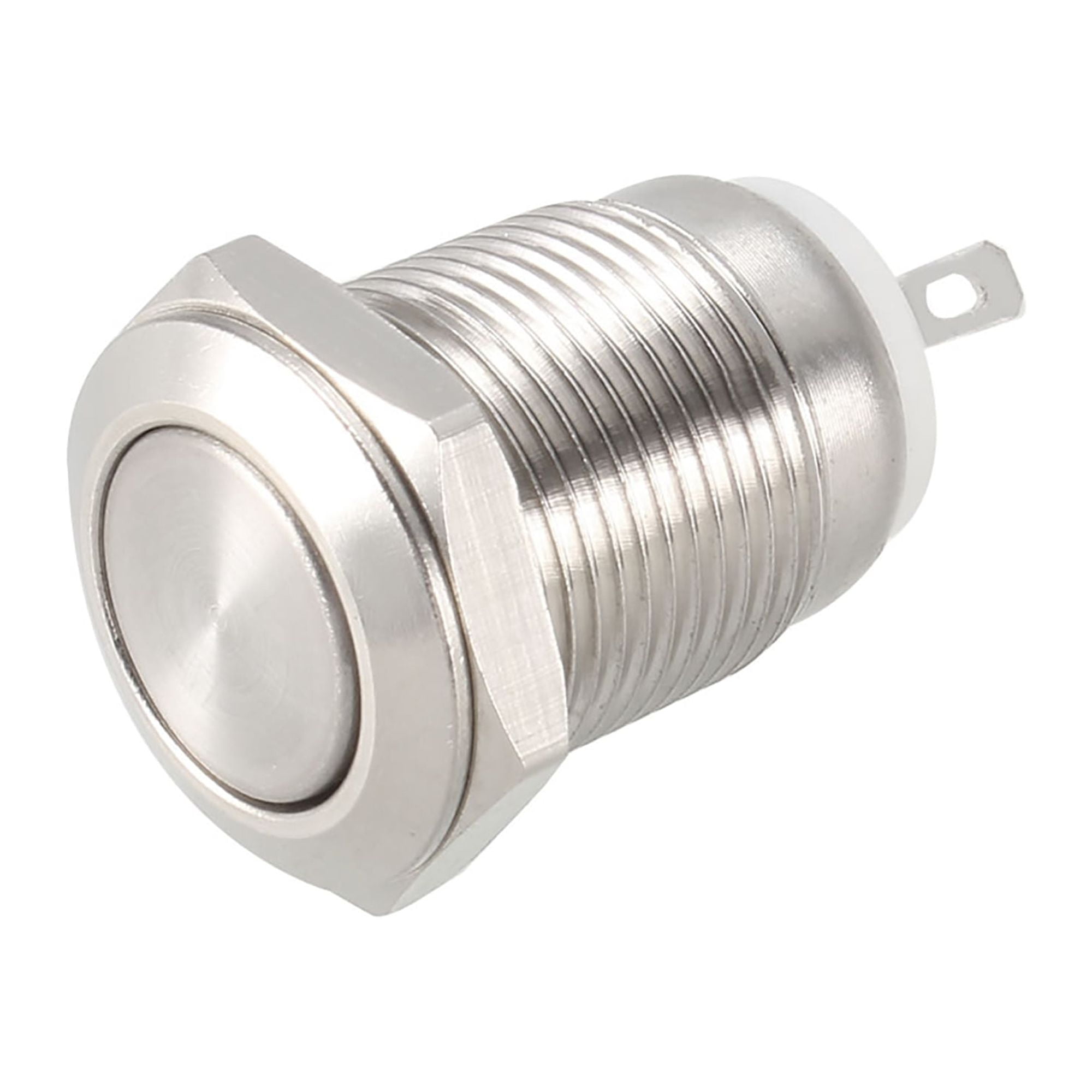 Uxcell Momentary Metal Push Button Switch Flat Head 12mm Mounting Dia ...