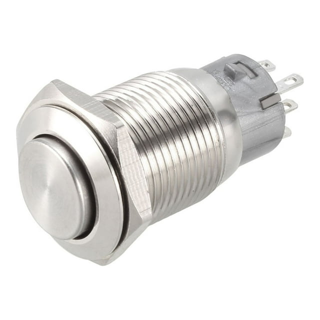 Uxcell Momentary Metal Push Button Switch High Head 16mm Mounting 2NC ...