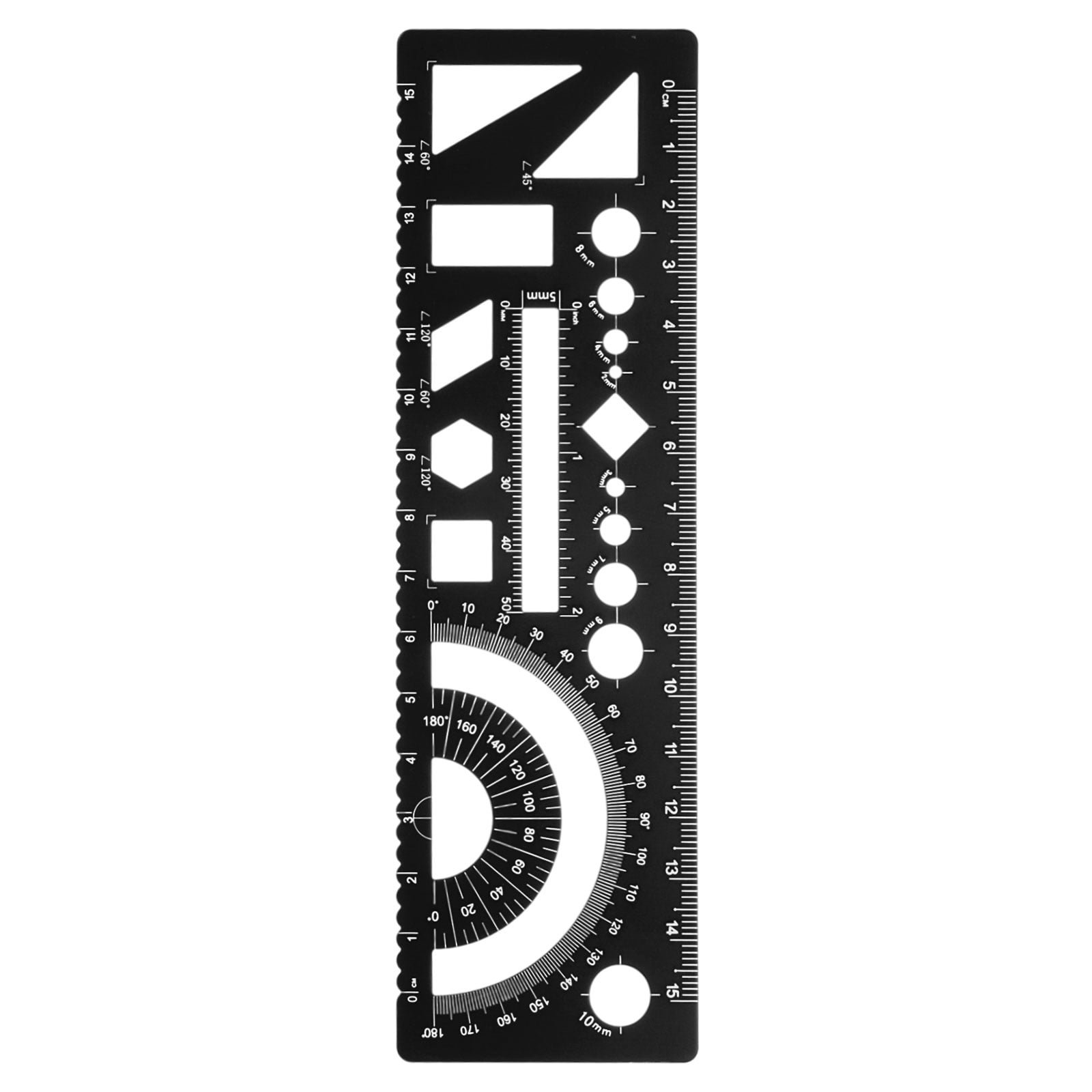 Uxcell Multifunctional Geometric Rulers 15cm Metric and SAE Aluminum ...