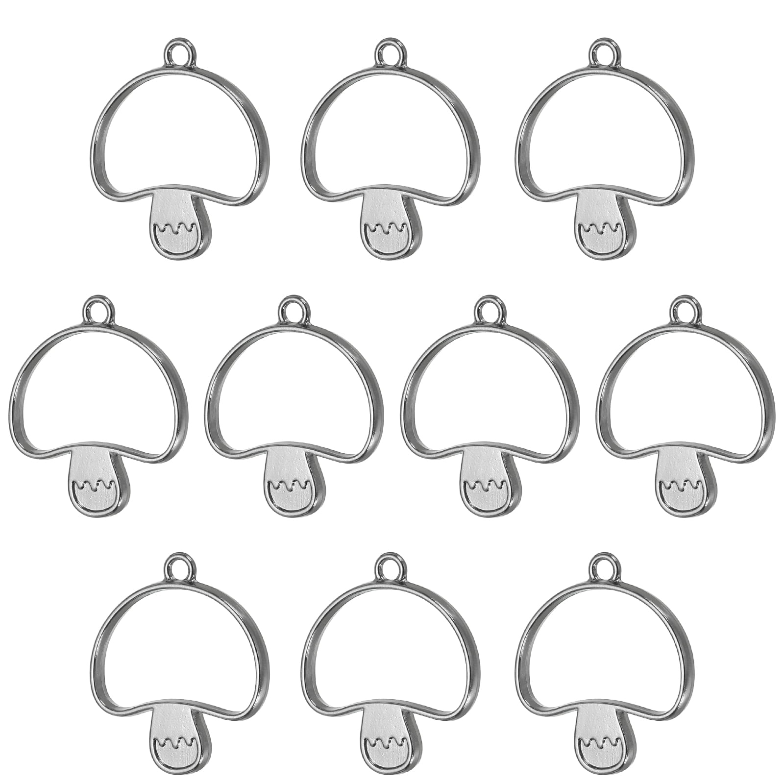 Uxcell Mushroom Shaped Alloy Open Back Bezel Pendants DIY Hollow Resin ...