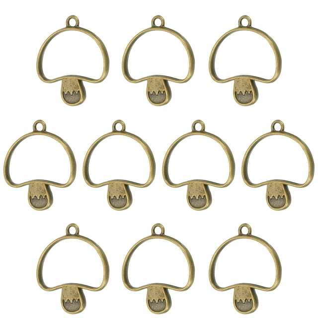 Uxcell Mushroom Shaped Alloy Open Back Bezel Pendants DIY Hollow Resin ...