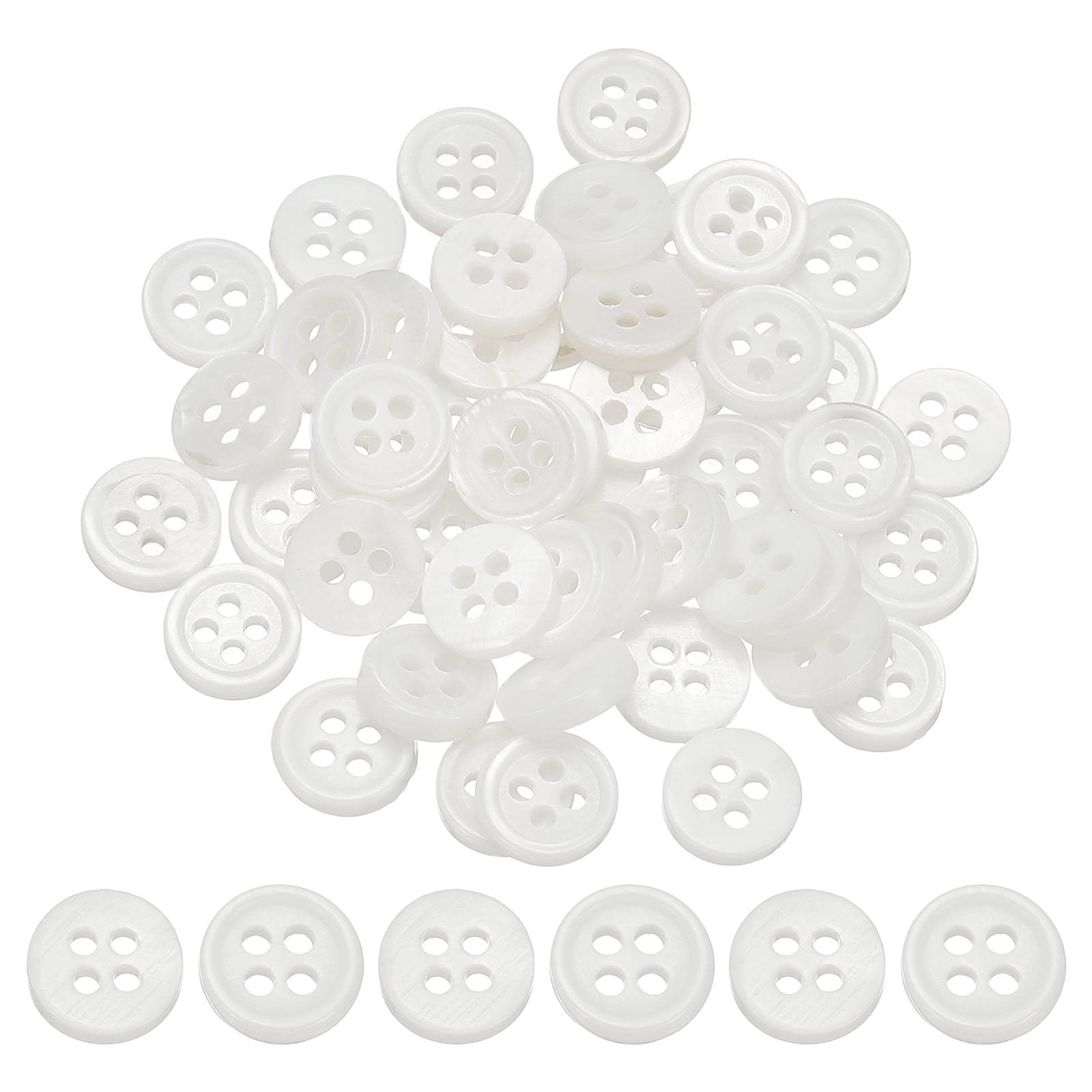 Uxcell Natural Shell Sewing Buttons, 4 Hole Shell Round Sewing Buttons ...