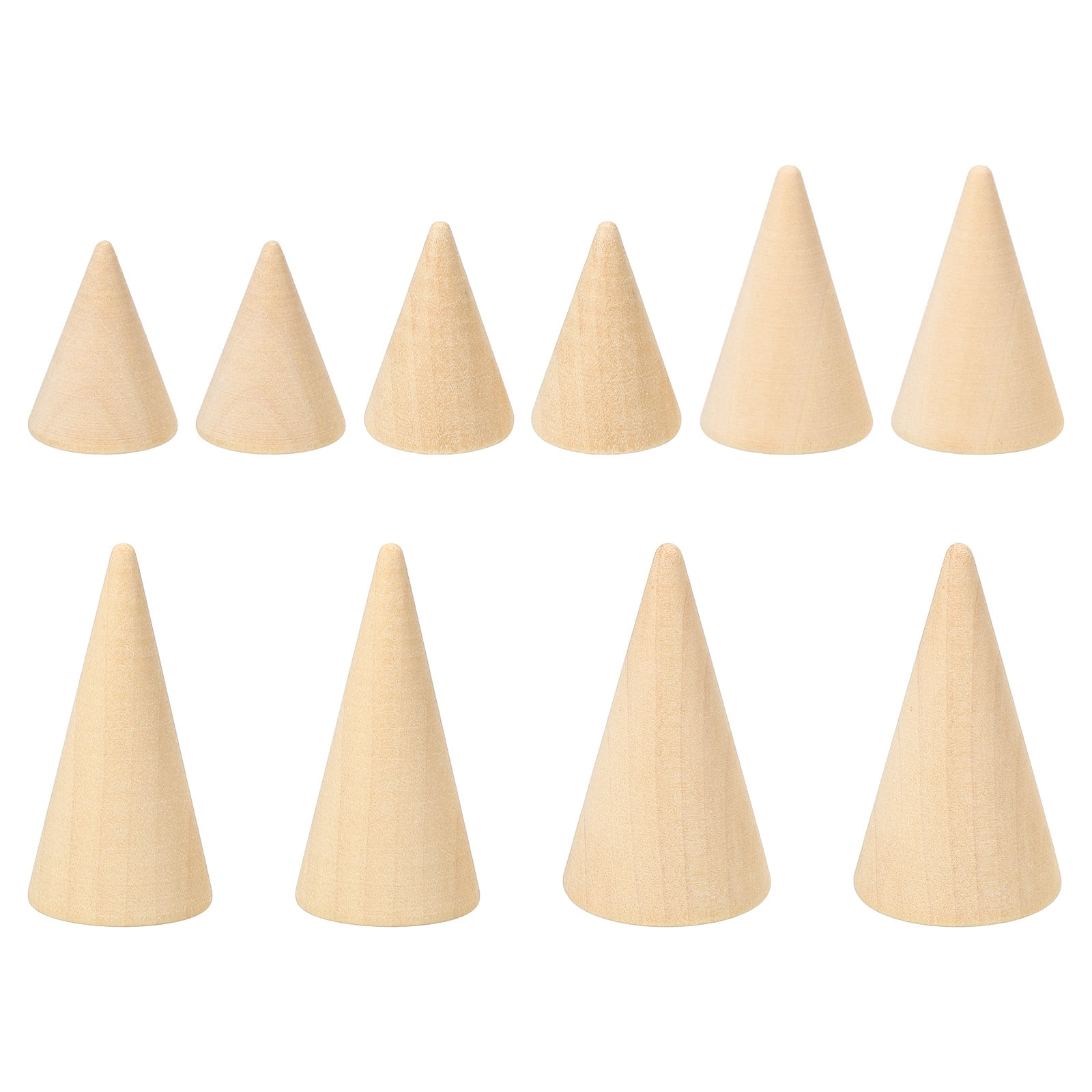 Uxcell Natural Wood Cone Ring Holder, 10 Pack Finger Jewelry Display ...