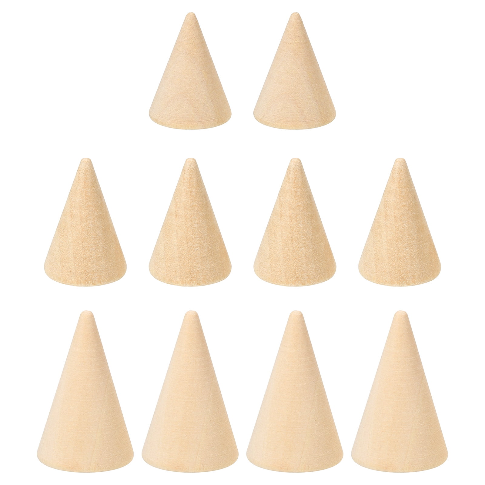 Uxcell Natural Wood Cone Ring Holder, 10 Pack Finger Jewelry Display ...
