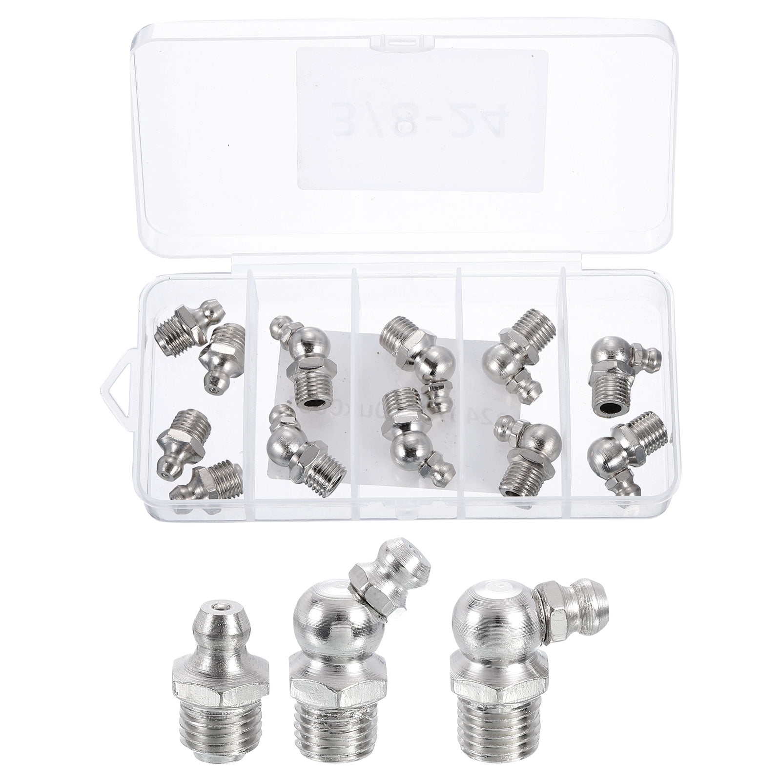 Uxcell Nickel-Plated Steel Straight and Angled Grease Fitting 3/8"-24 ...