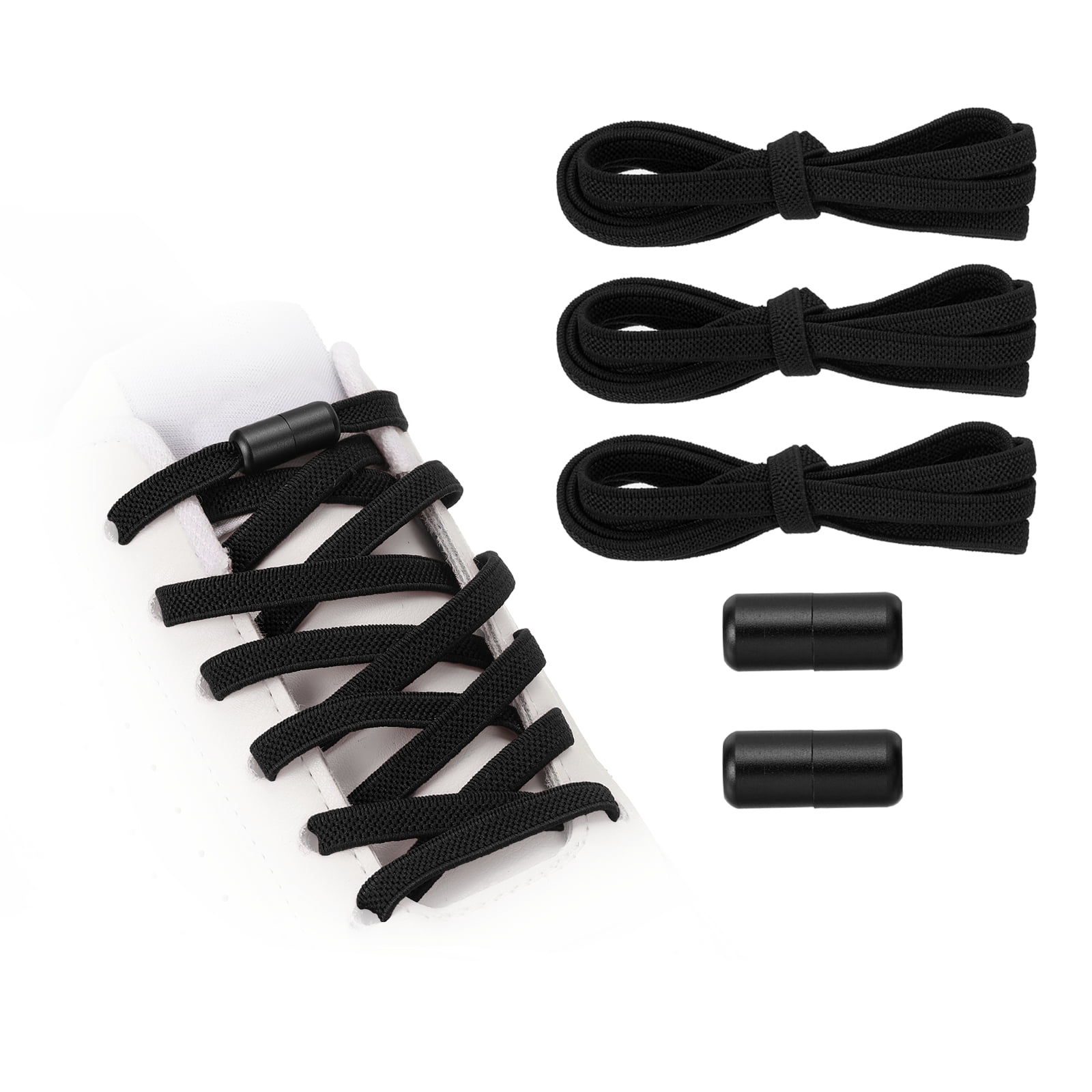 Uxcell No Tie Shoelaces Tieless Elastic Shoe Laces with 2 Metal Locks ...